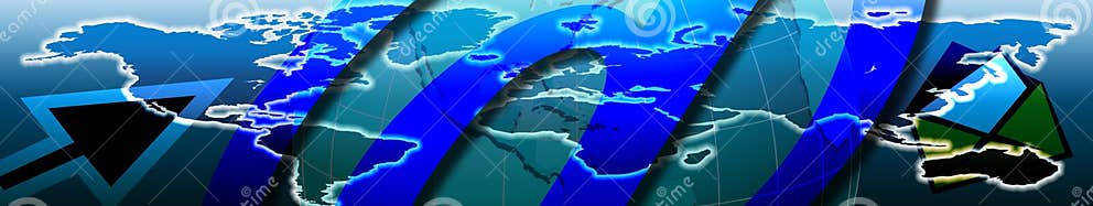 Banner mail and world map stock illustration. Illustration of invite ...