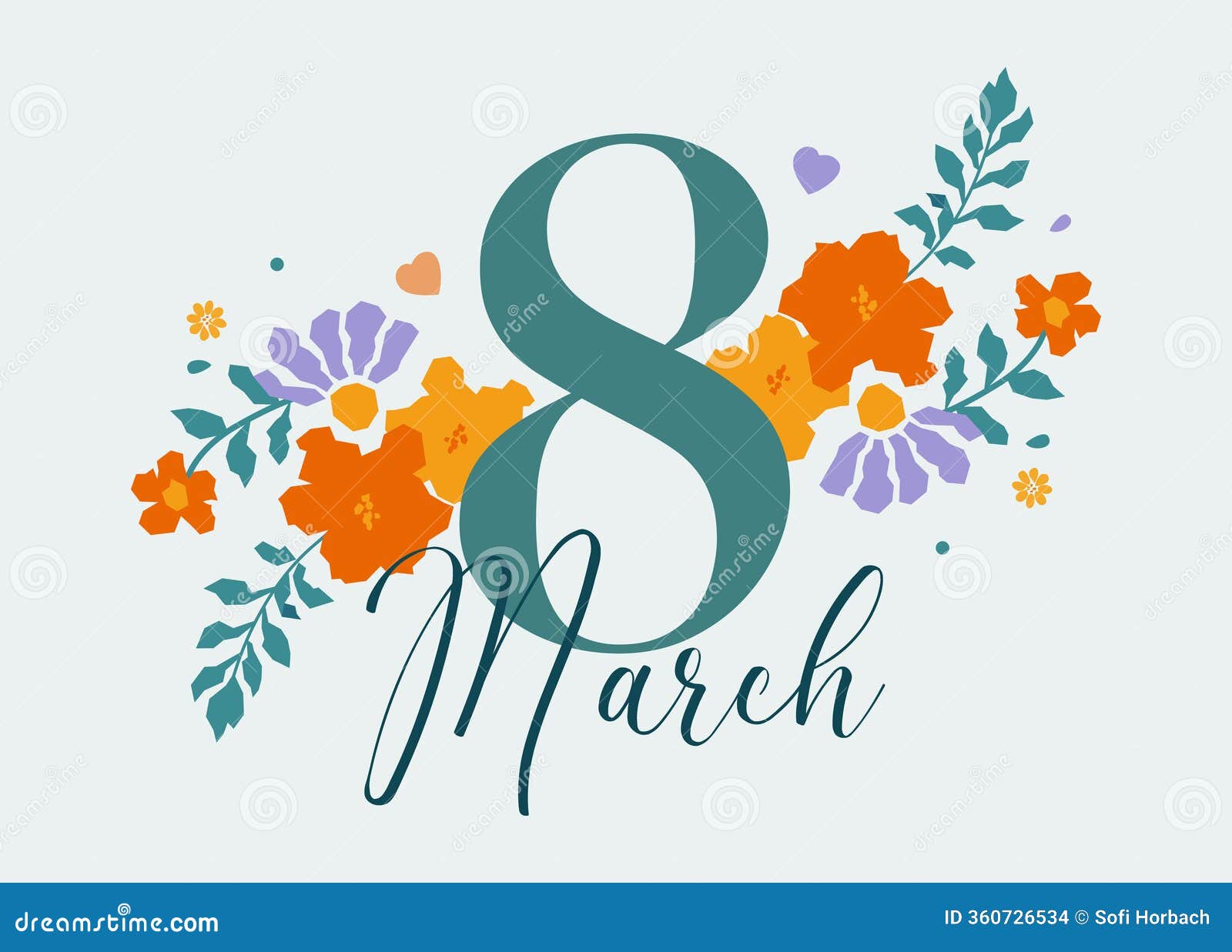 Banner for 8 March with Decorative Flowers Framing Elegant Typography ...
