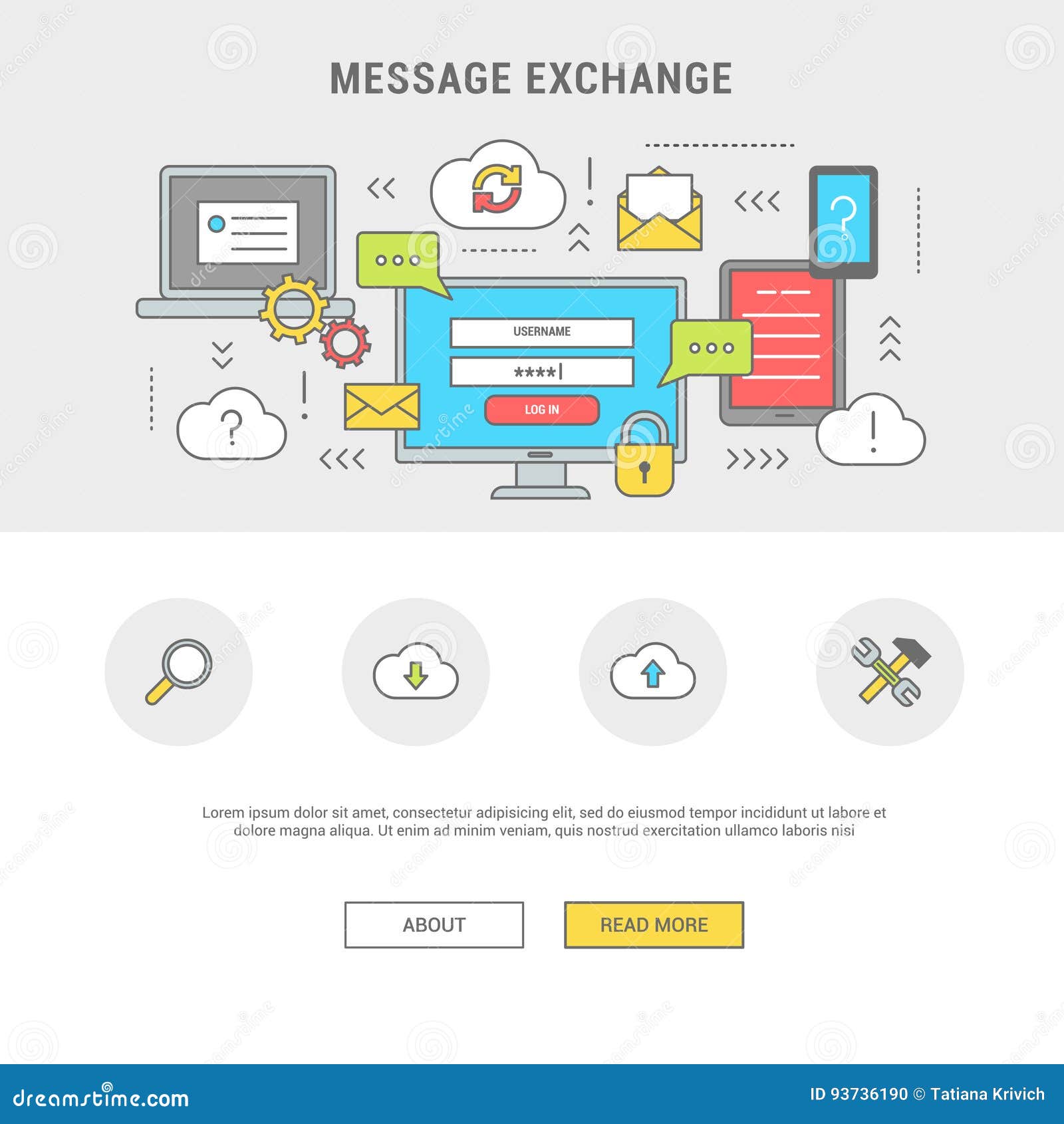 Banner Messaging Flat Design Stock Vector - Illustration of information ...