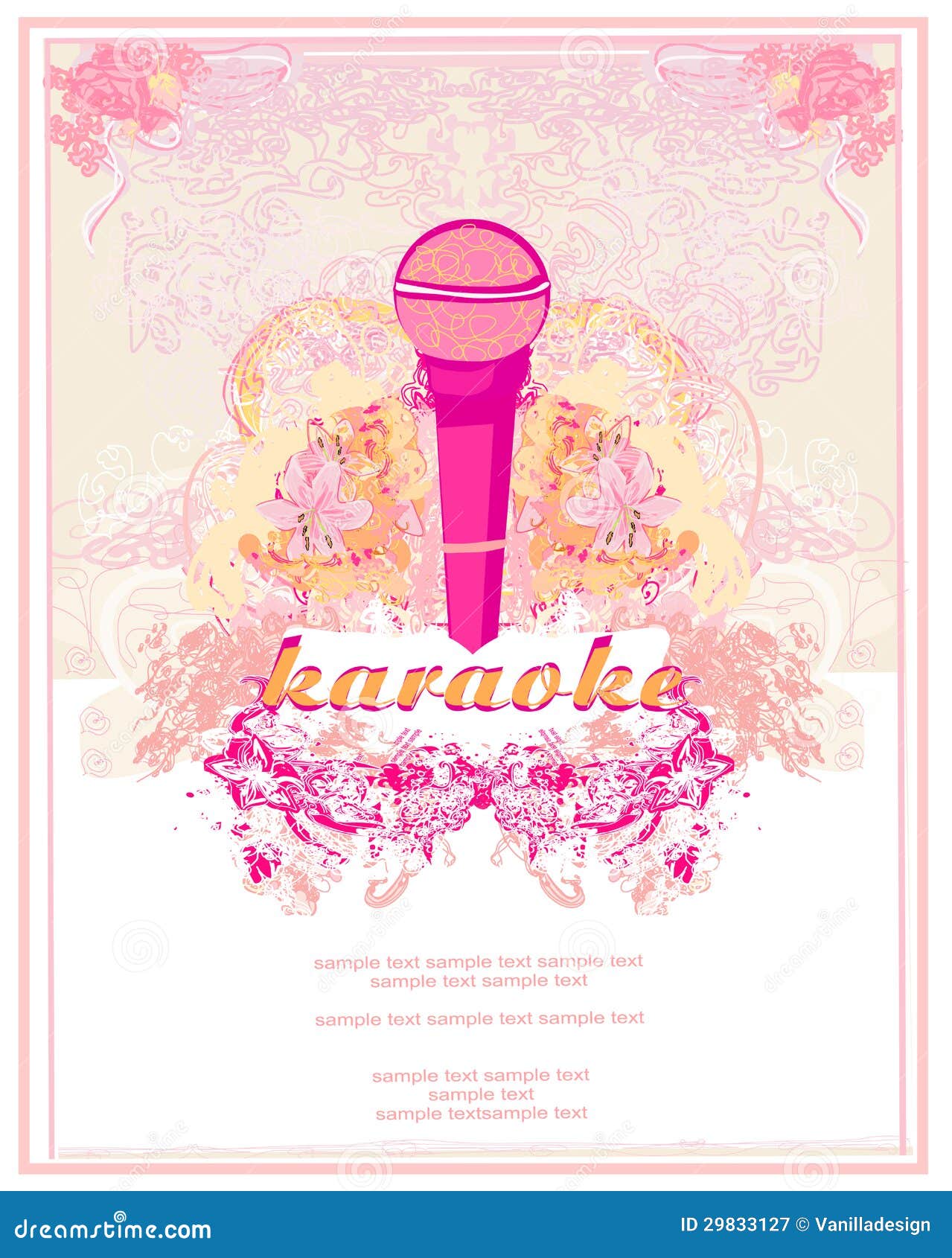 Banner with microphone stock illustration. Illustration of flyer - 29833127