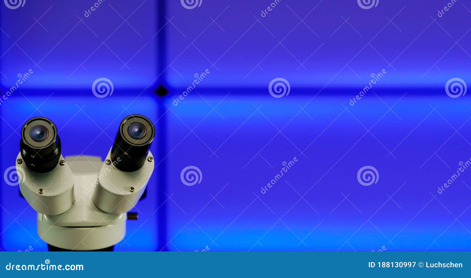 Banner with a Microscope on a Table in a Science Lab Stock Image ...