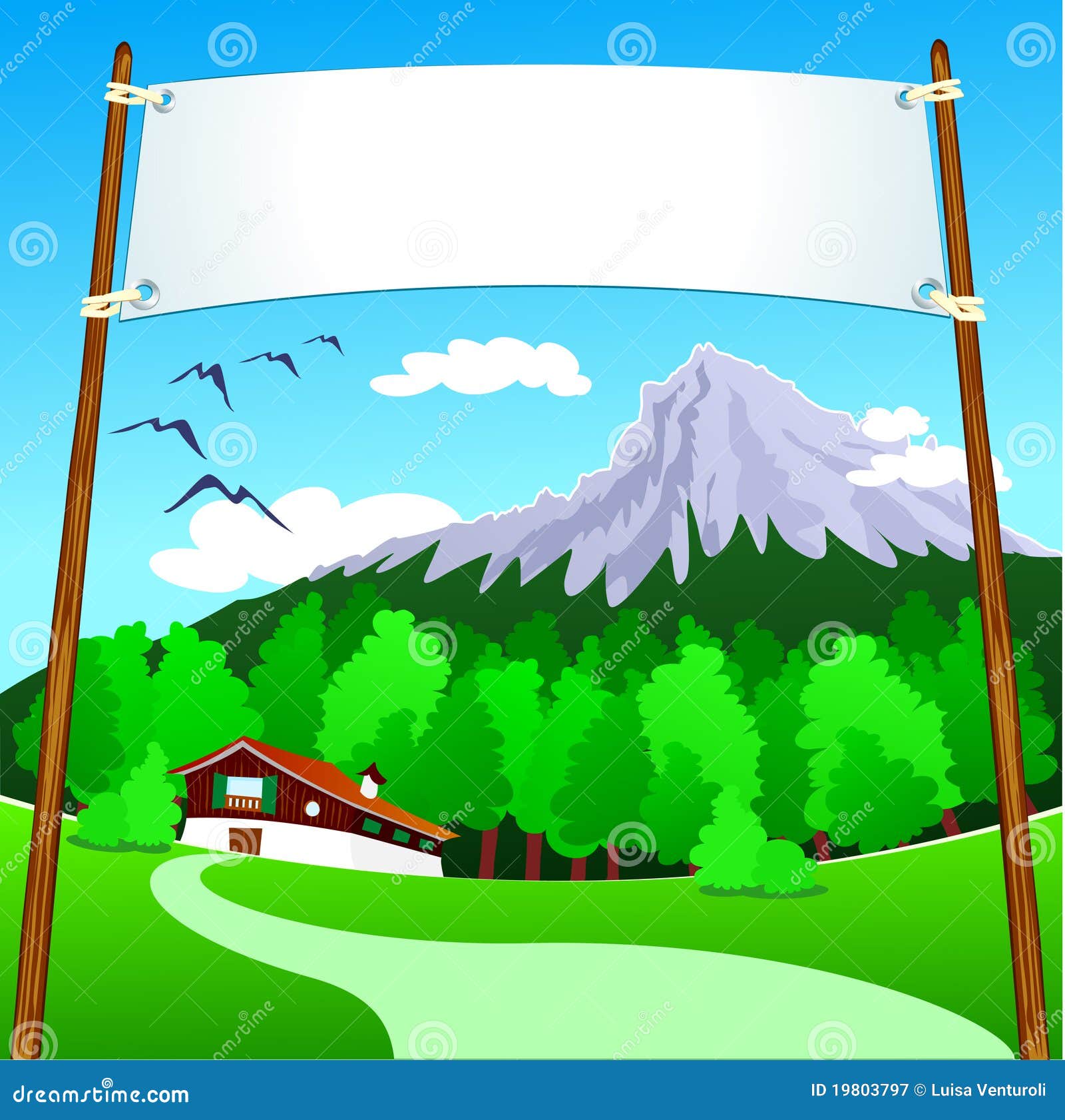 Banner on mountain stock illustration. Illustration of vacation - 19803797