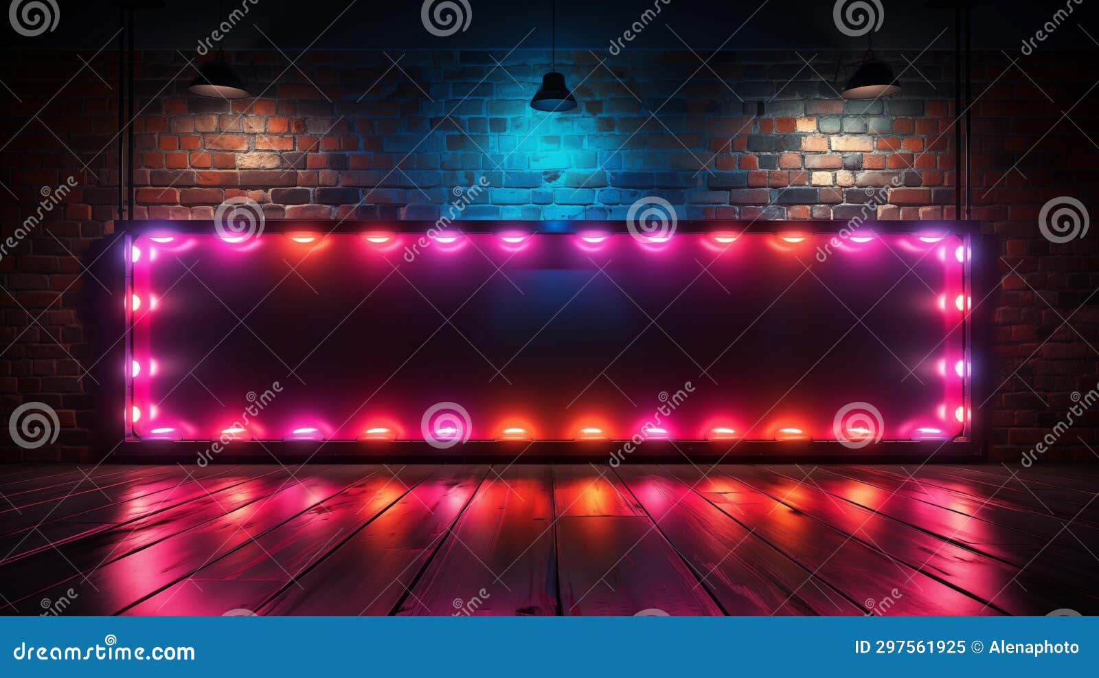 Banner with neon light stock illustration. Illustration of dark - 297561925