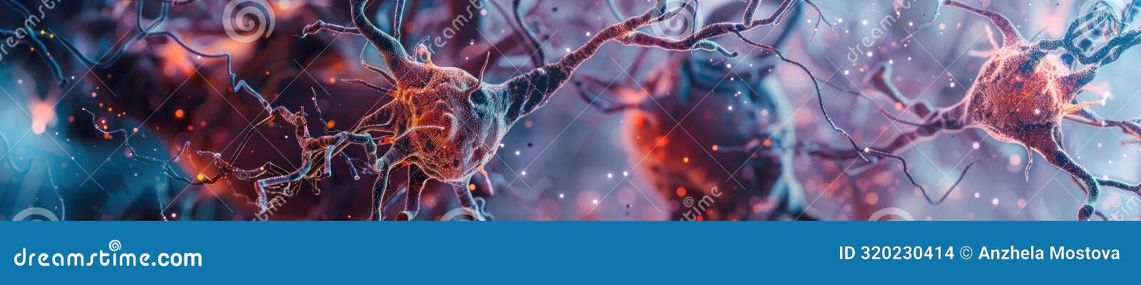 Banner of the Nervous System through Microscope with Neurons and Nerve ...