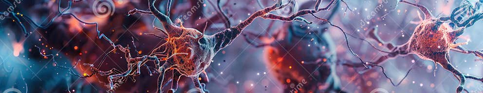 Banner of the Nervous System through Microscope with Neurons and Nerve ...