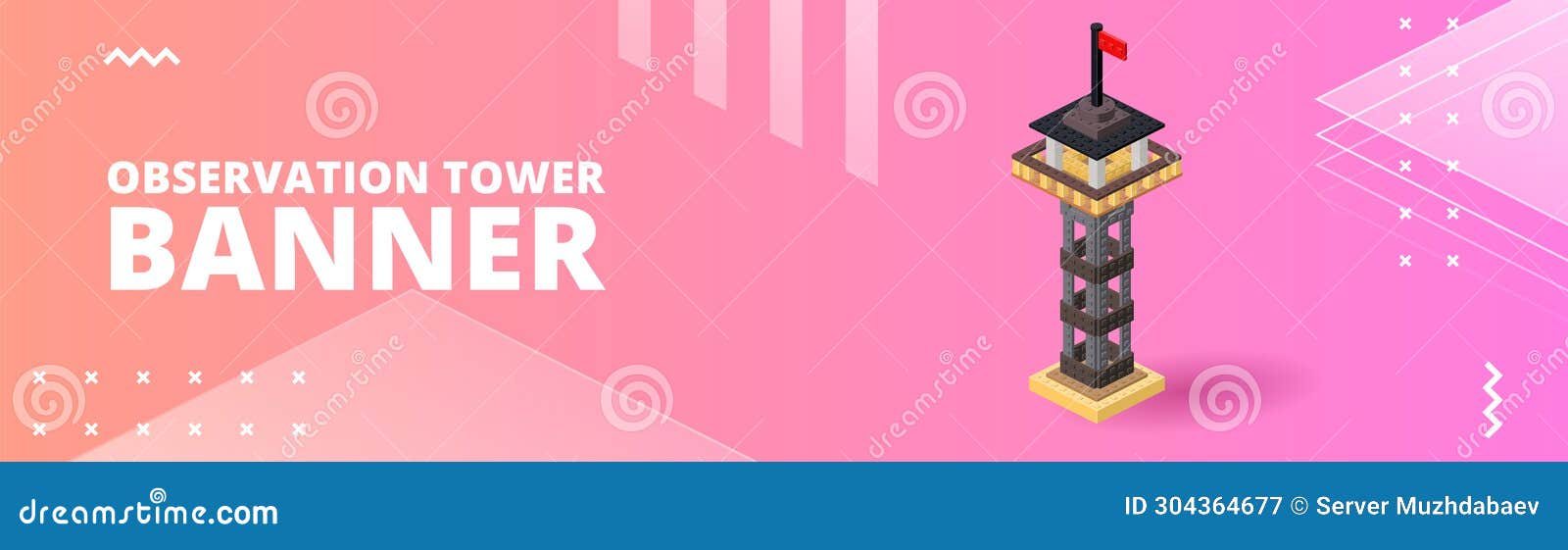 Banner with Observation Tower for Print and Design. Vector Illustration ...