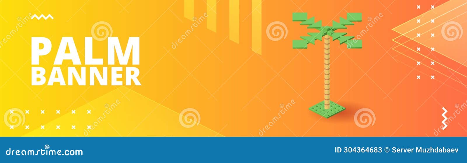 Banner with Palm Tree for Print and Design. Vector Illustration. Stock ...