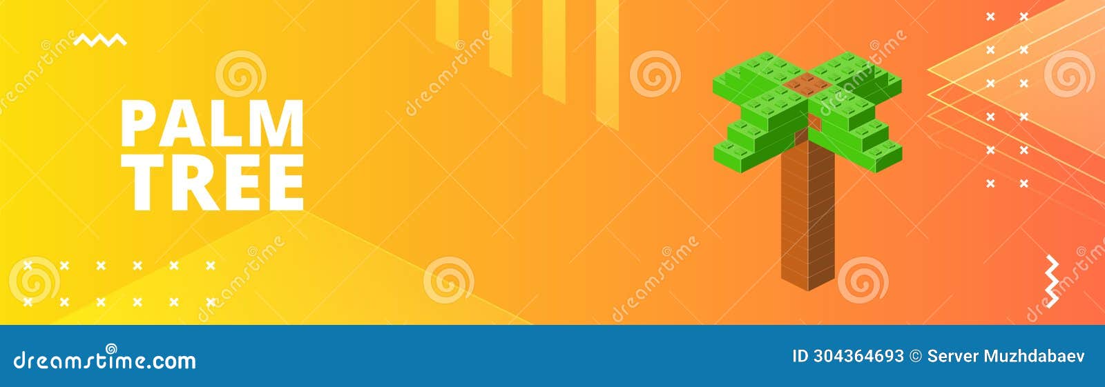 Banner with Palm Tree 2 for Print and Design. Vector Illustration ...