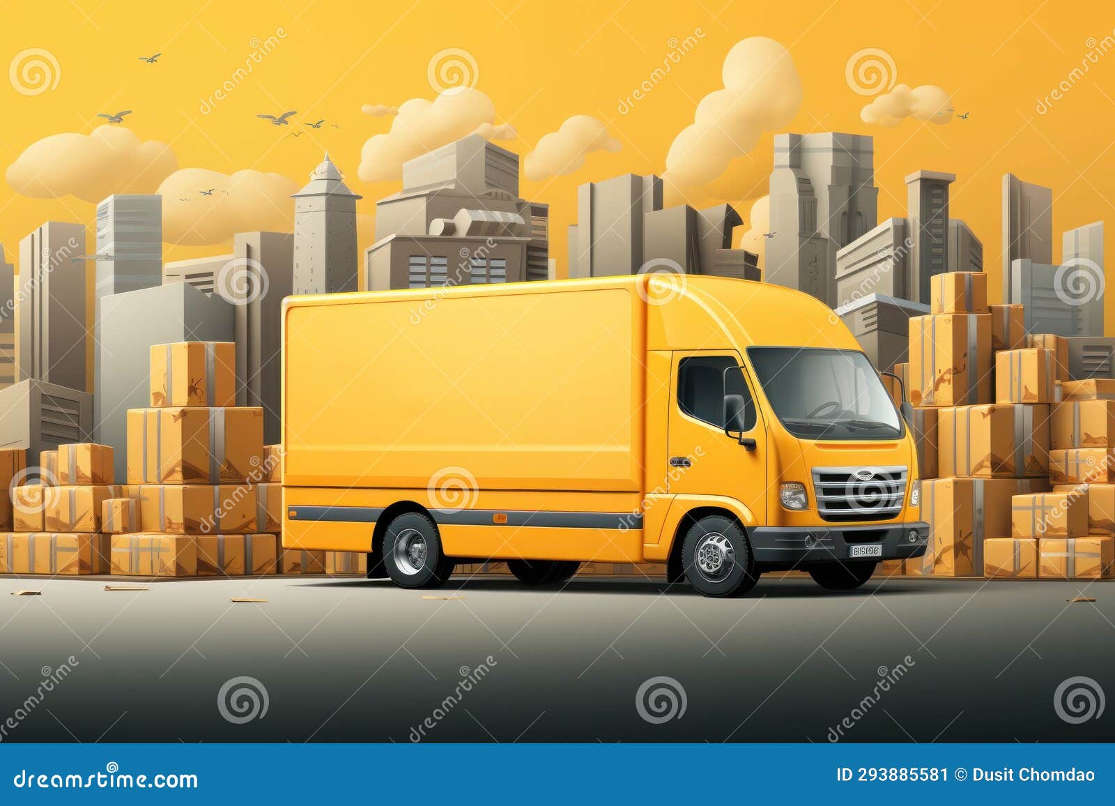 Banner for Parcels Delivery Company. Generative AI Stock Illustration ...