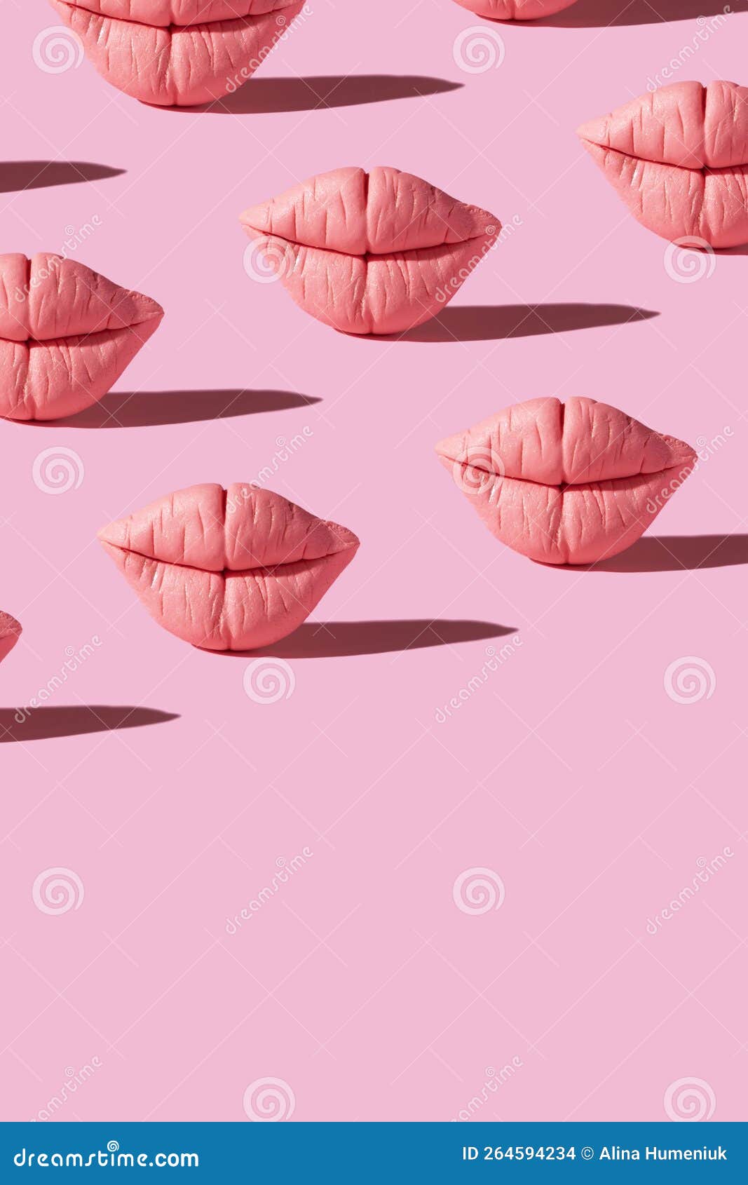 Banner with Pattern from Pink Lips on Pink Background. Creative Beauty ...