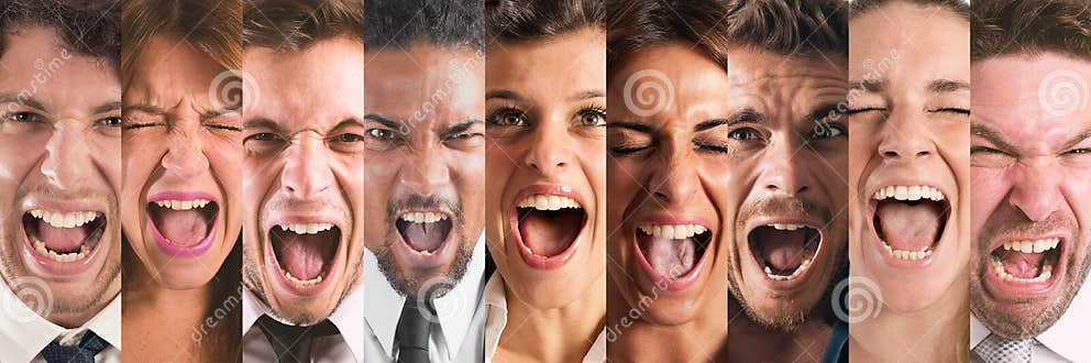 Banner people screaming stock photo. Image of executive - 79146880