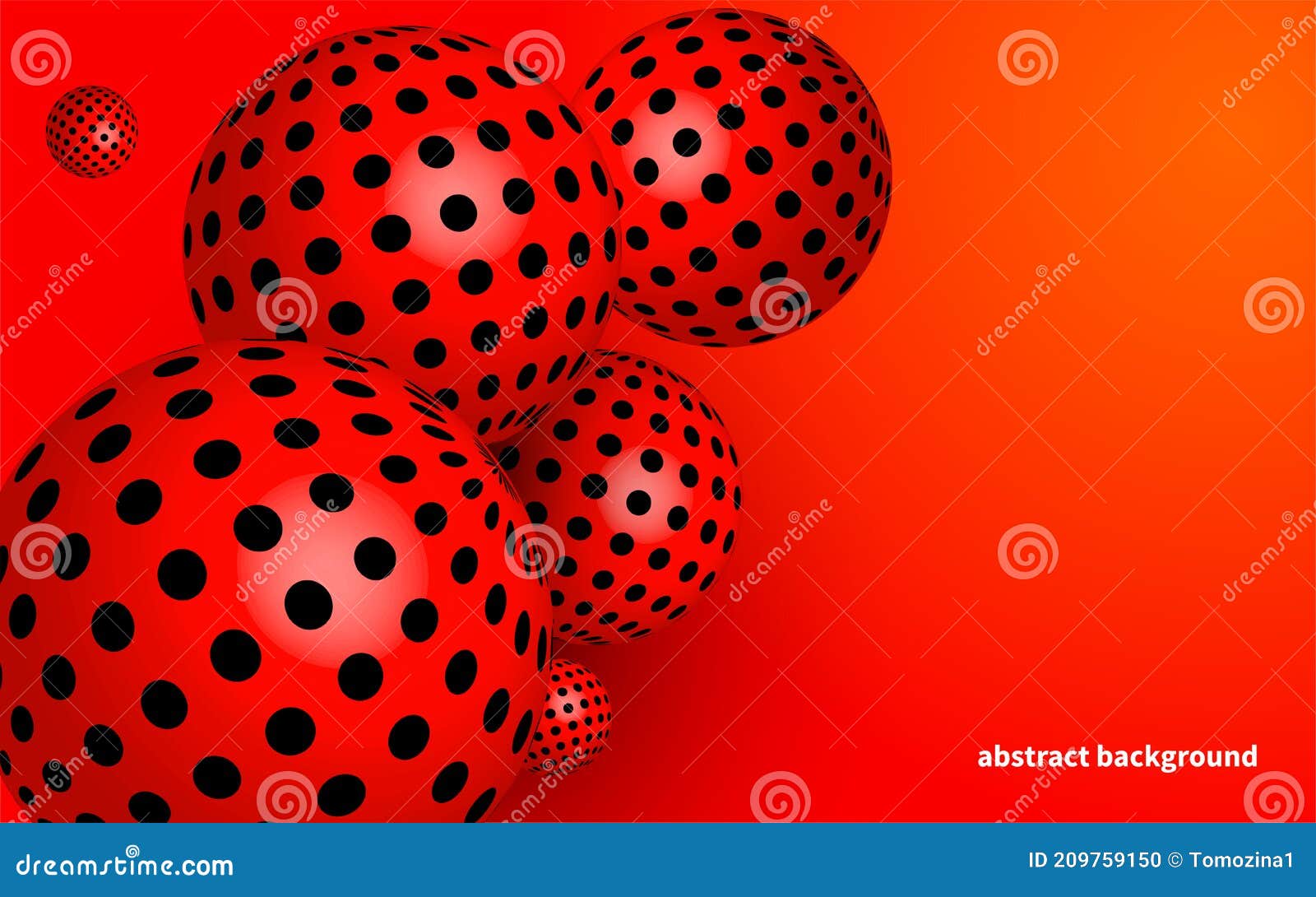 Banner with Plastic 3d Flying Spheres. Abstract Background Stock Vector ...