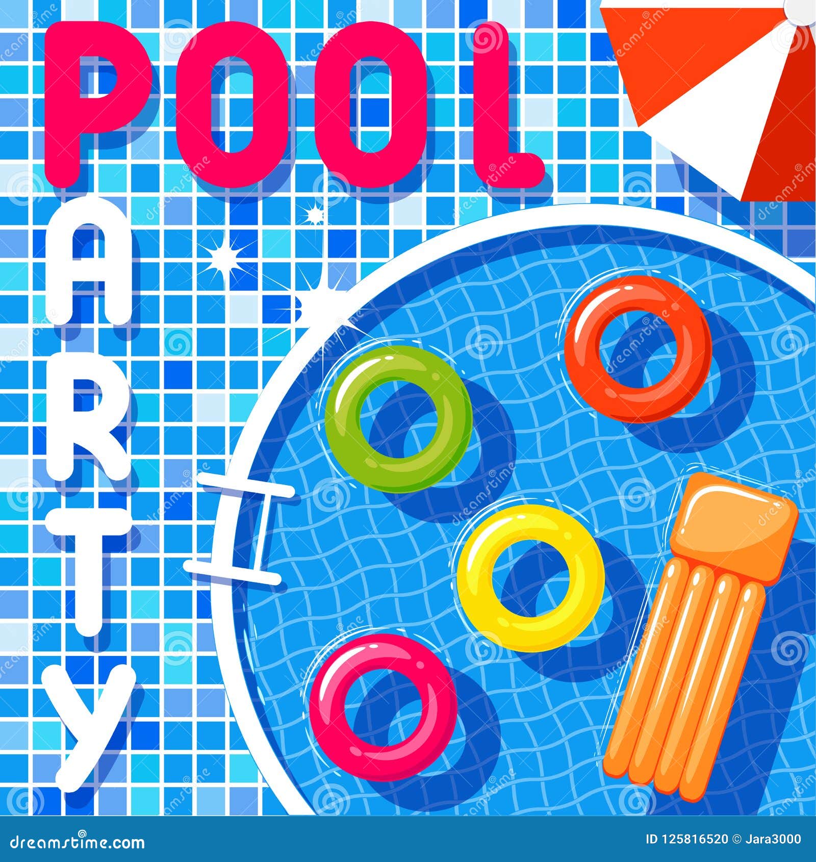 Banner of a pool party. stock vector. Illustration of summer - 125816520
