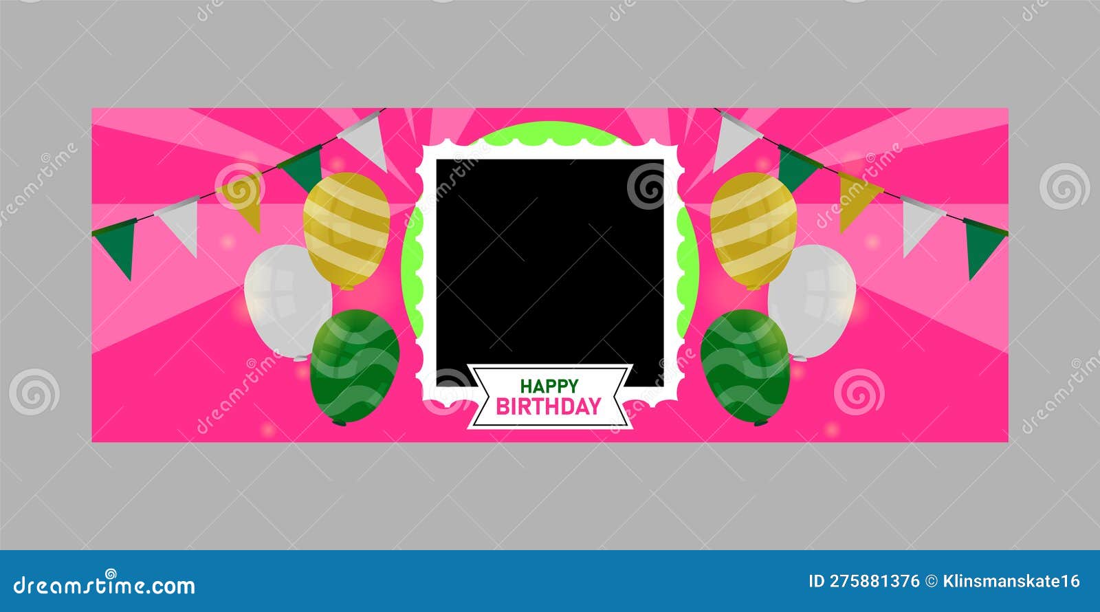 Banner and Poster Birthday Celebration with Blank Frame Photo Vector ...