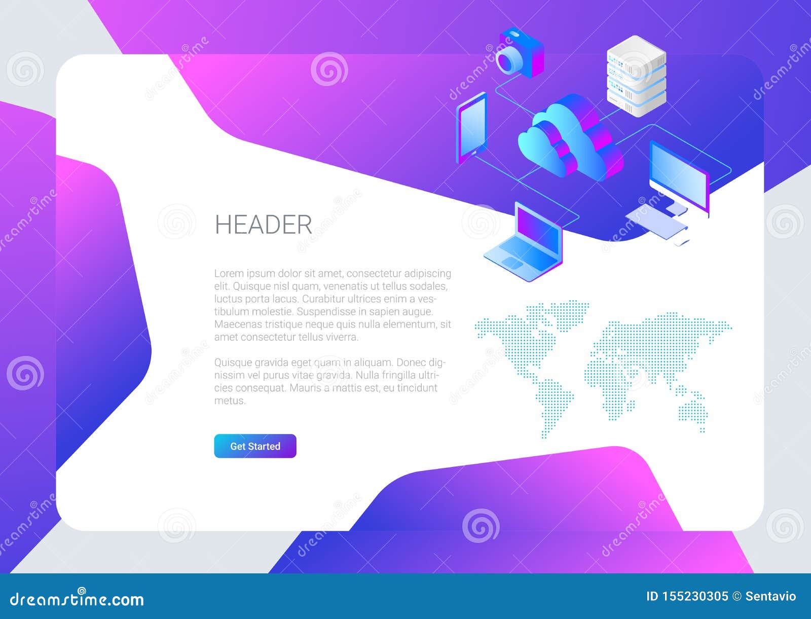 Banner Poster Vector Design Template Hitech Style. Isometric Cloud ...