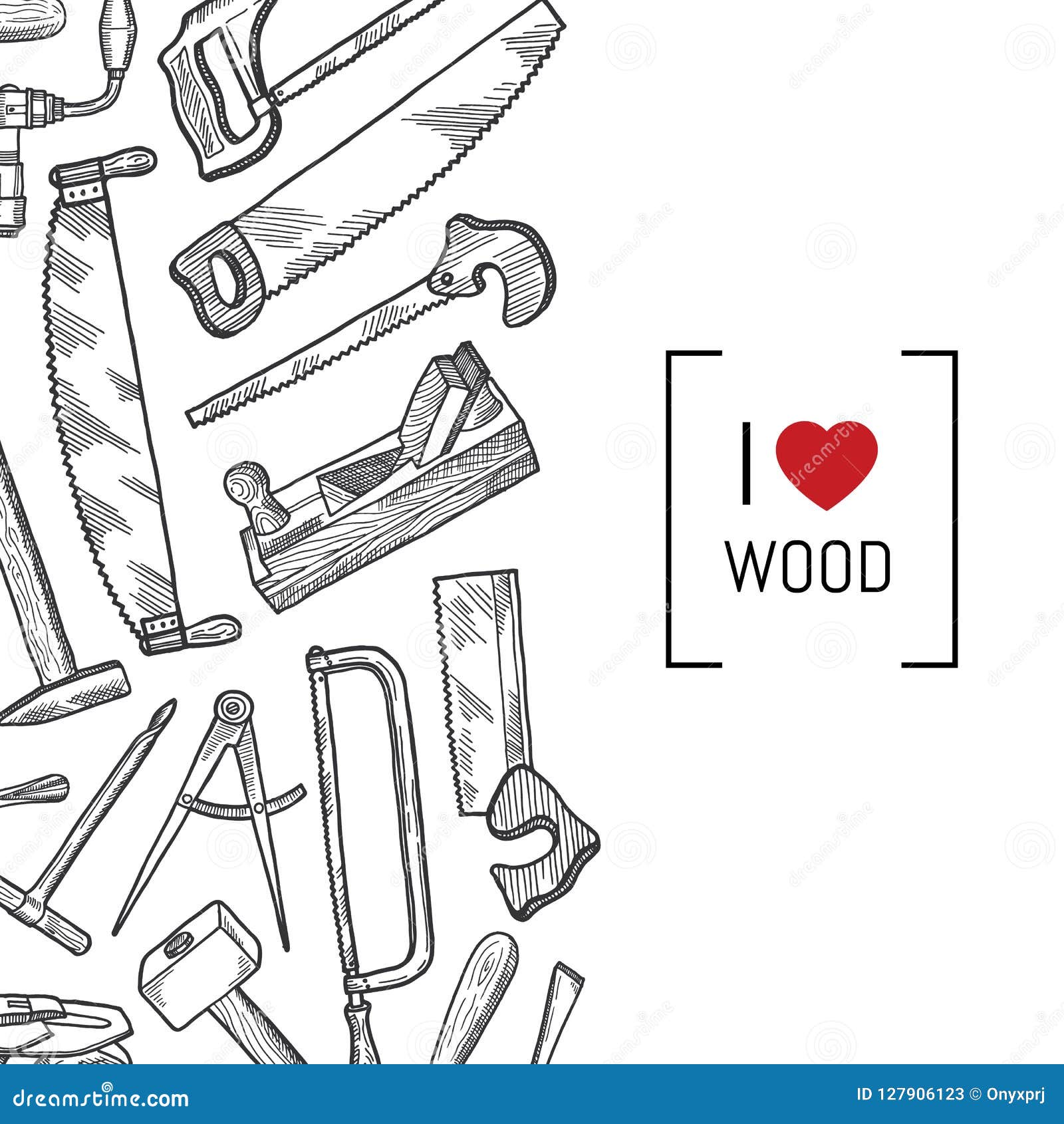 Vector Hand Drawn Carpentry Background with Place for Text Illustration ...