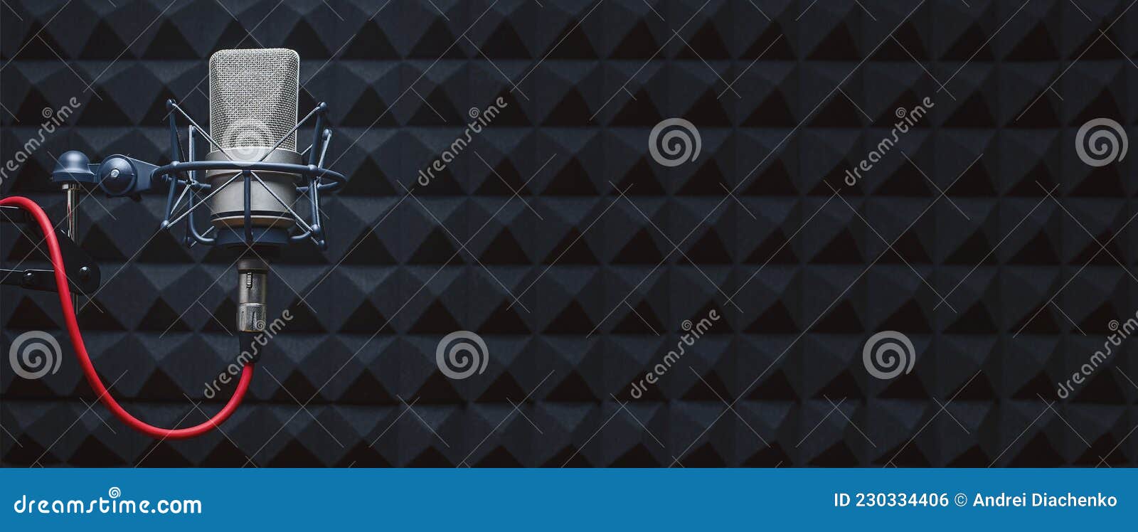 Banner with a Professional Microphone Stock Photo - Image of audio ...