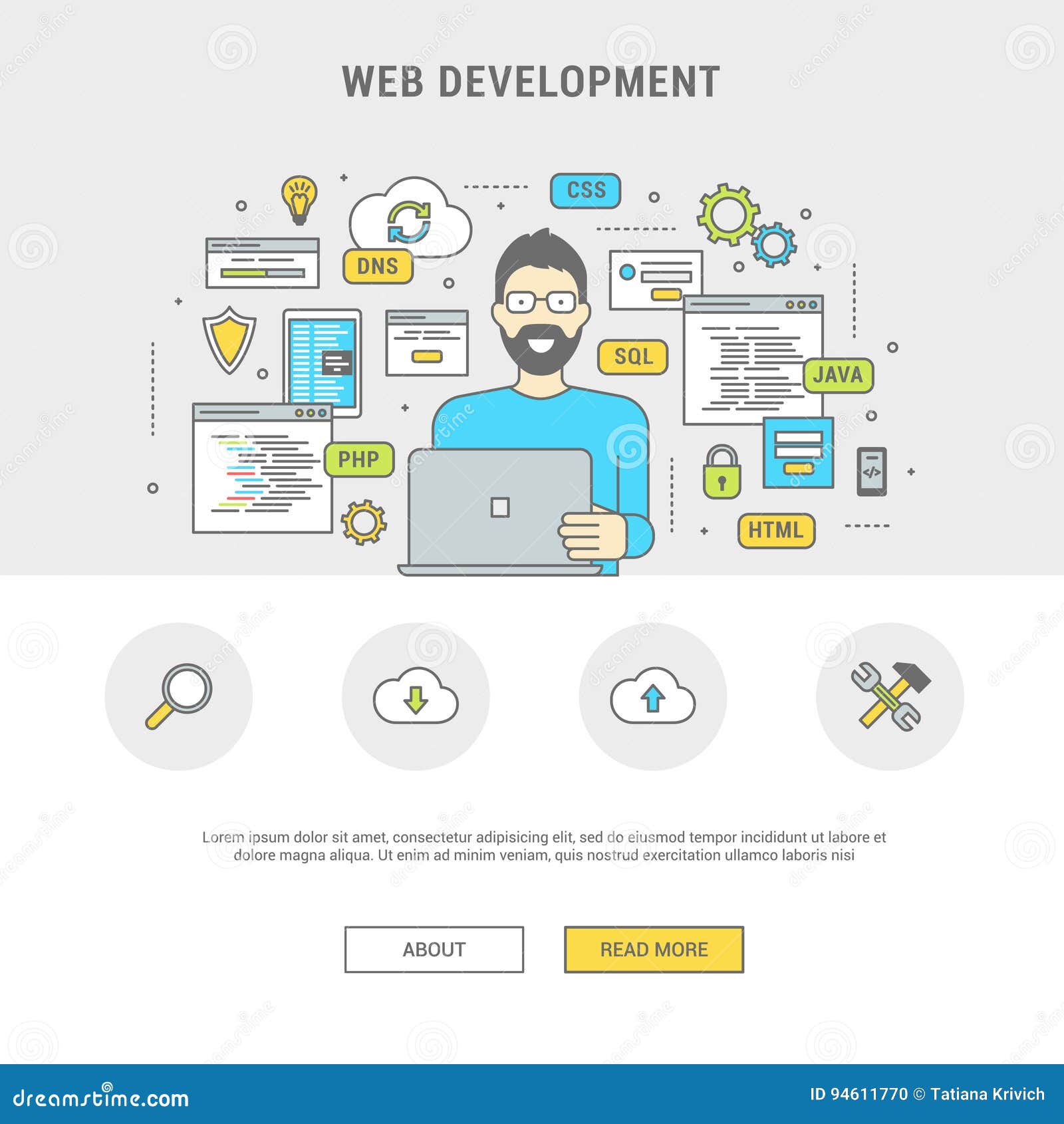 Banner Programmer Developing Sites Stock Vector - Illustration of ...