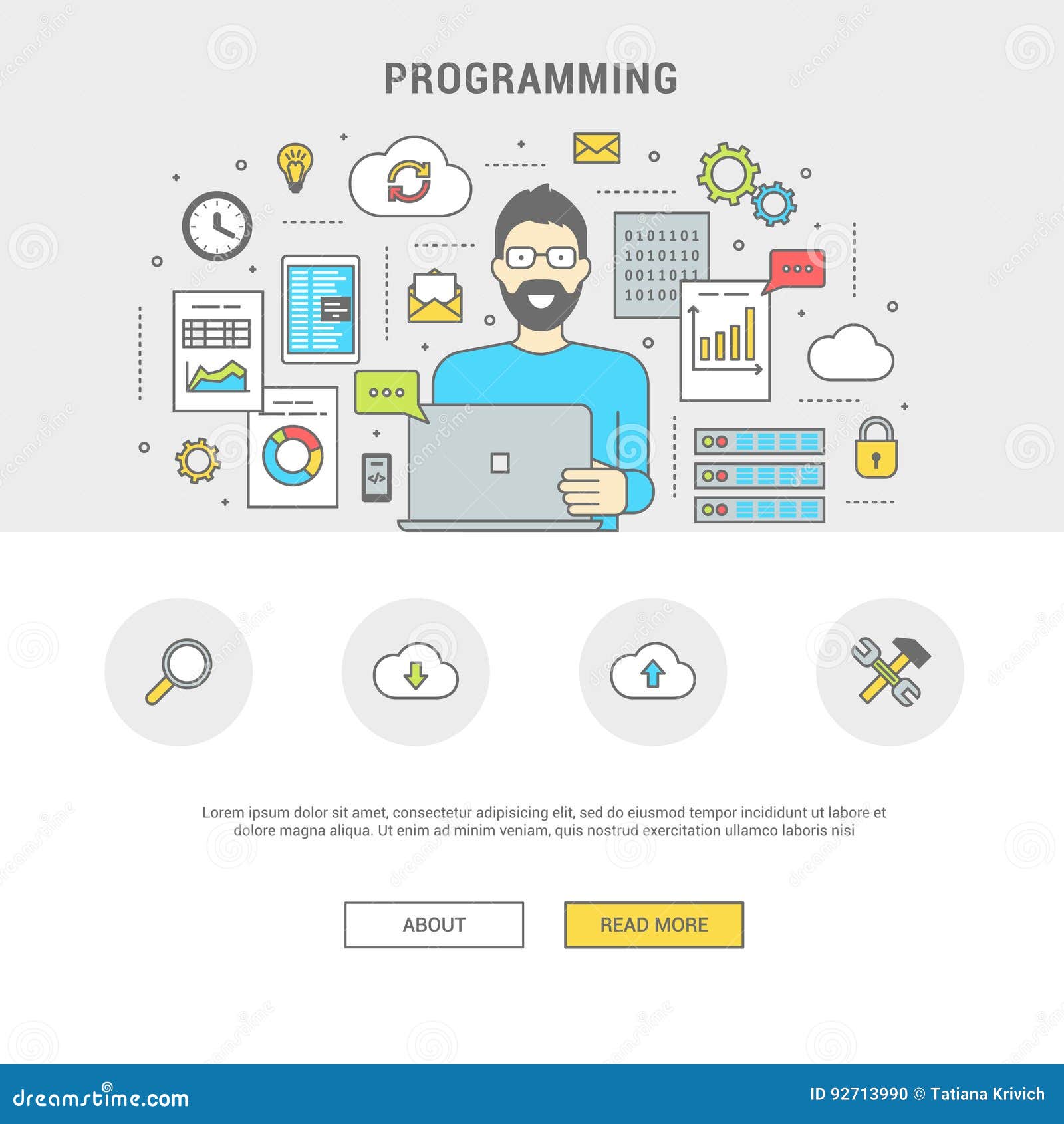 Banner Programmer Who Creates Computer Software Stock Vector ...