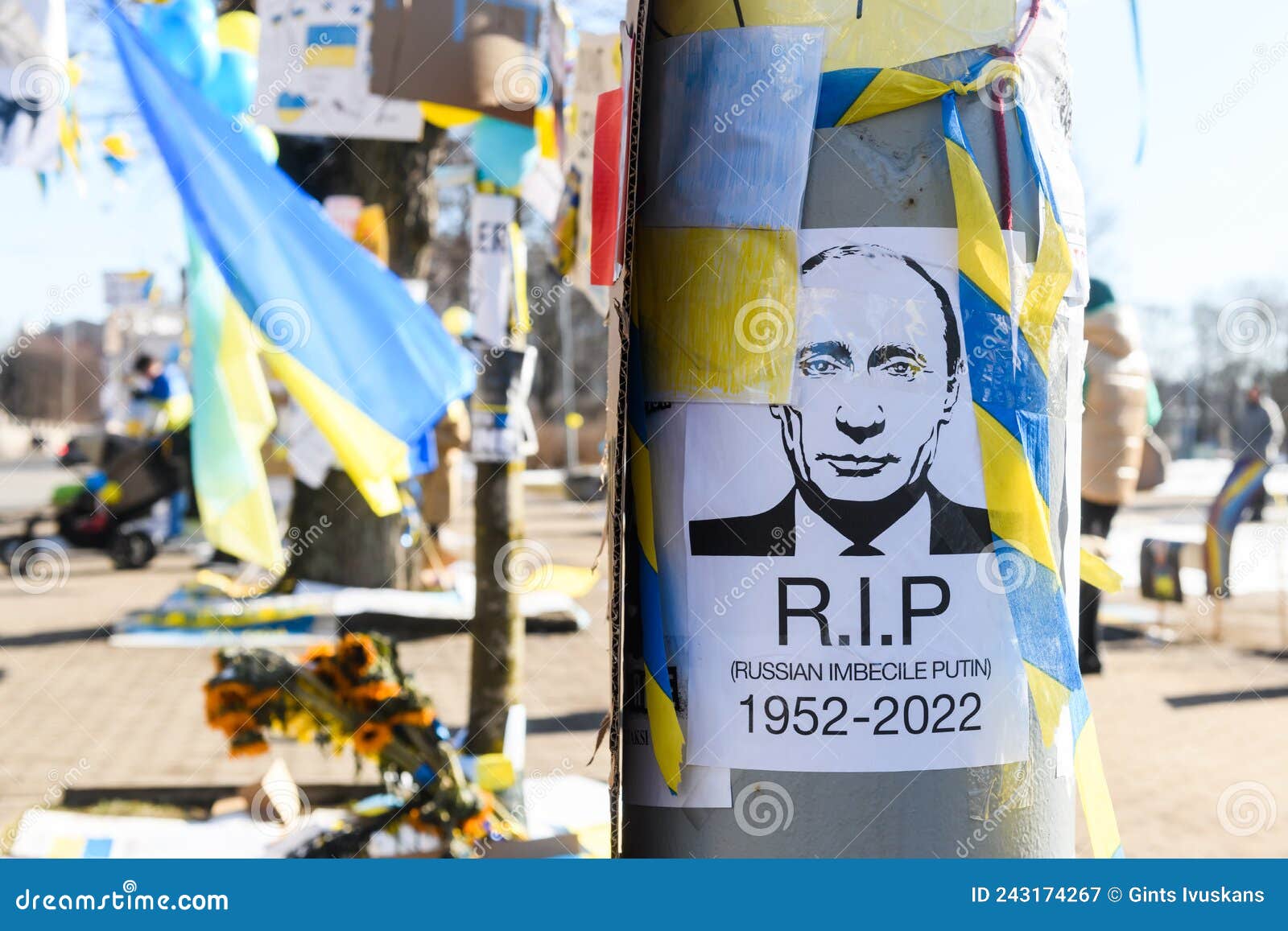 Banner of Putin on pole editorial photography. Image of peace - 243174267