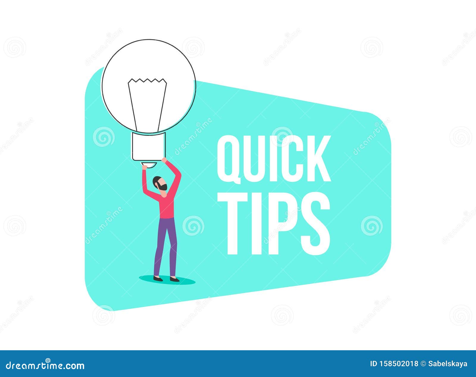 Banner of Quick Tips, Idea or Solution Concept, Man Holds a Light Bulb ...