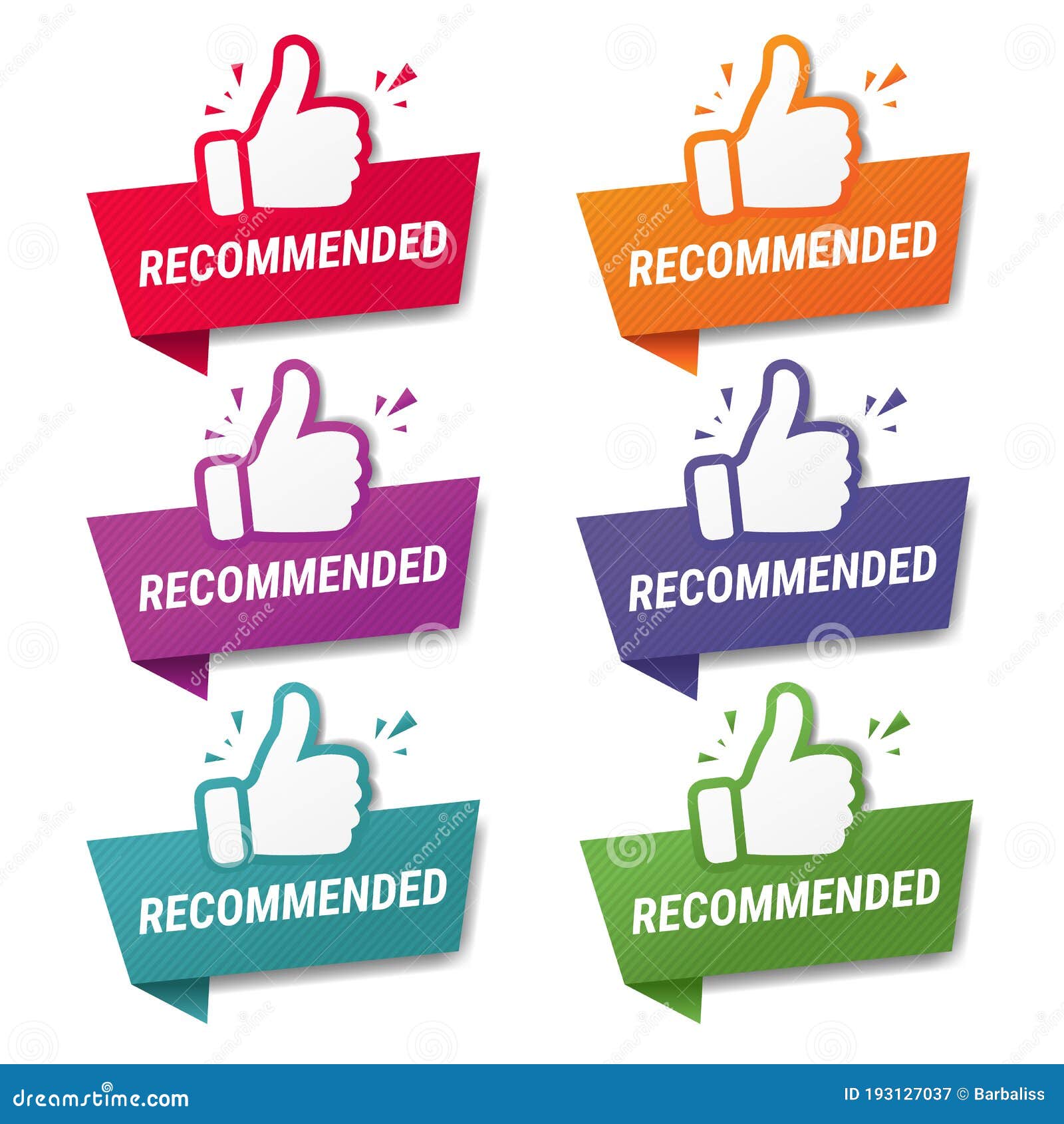 Banner Recommended With Thumbs Up Cartoon Vector | CartoonDealer.com ...