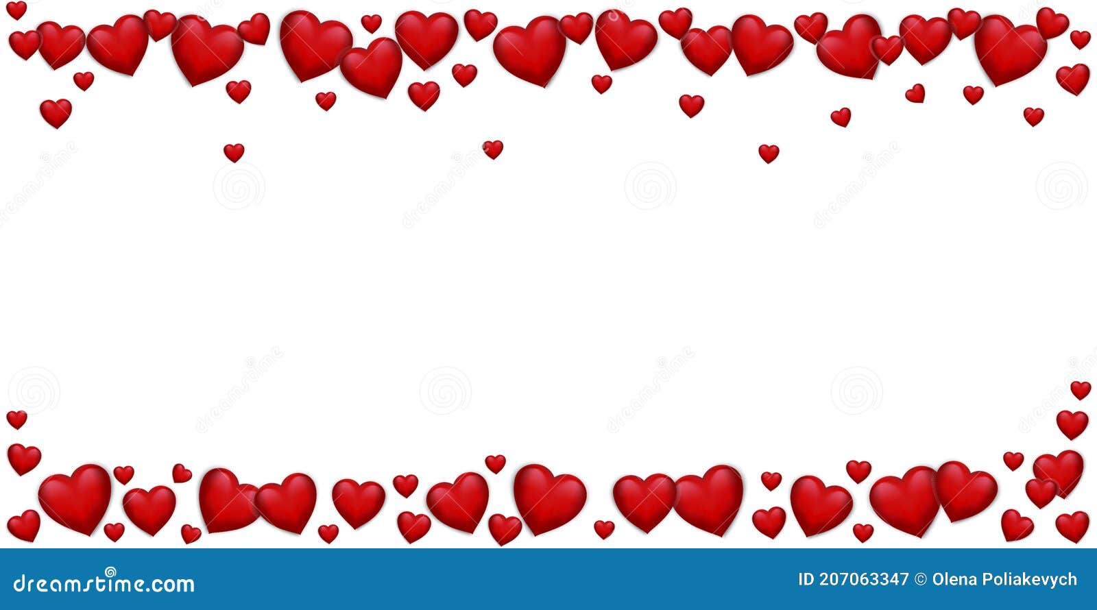 Banner with Red Hearts. Horizontal Vector Banner. Pattern with Red ...