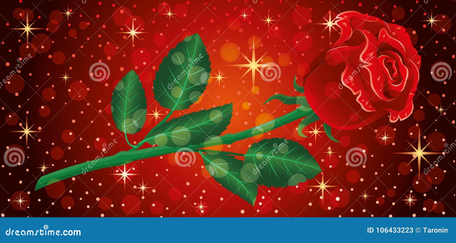 Banner with red rose. stock vector. Illustration of flyer - 106433223