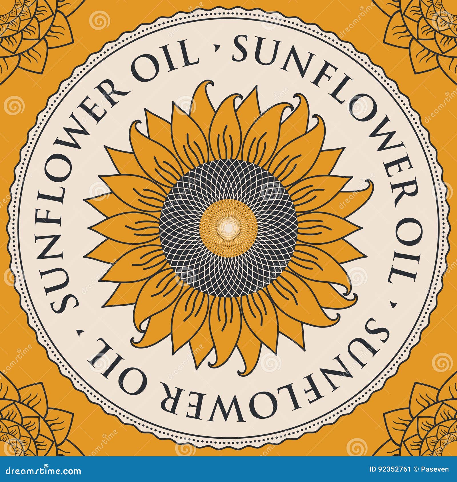 Banner For Refined Sunflower Oil With Sunflower Stock Vector