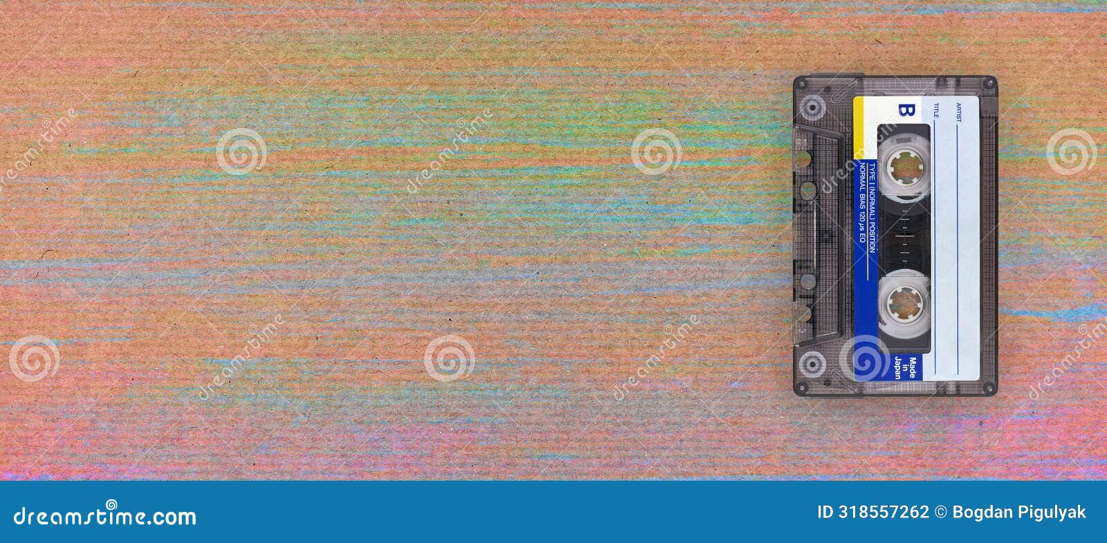 Banner of Retro Cassette Tape on an Abstract Textured Paper Surface ...