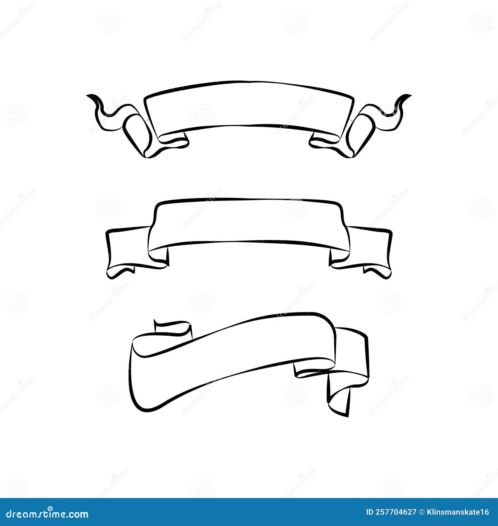 Banner Ribbon Outline Drawing Design Isolated Stock Vector ...