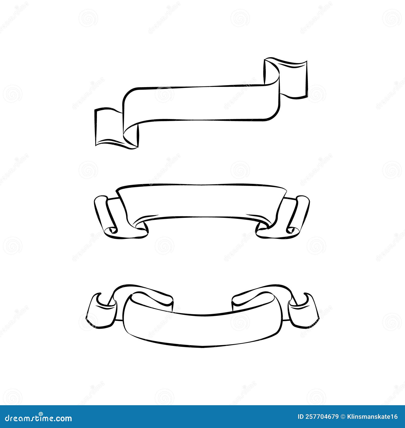 Banner Ribbon Outline Drawing Design Vector Stock Vector - Illustration ...