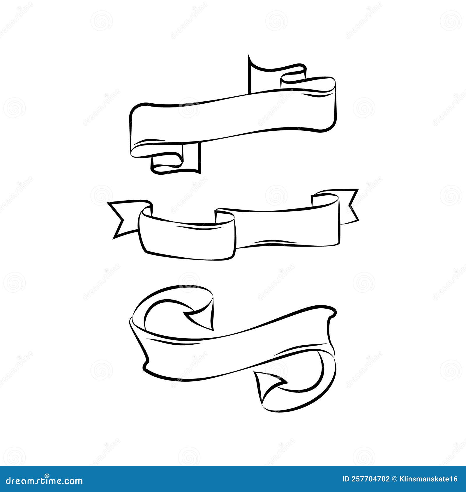 Banner Ribbon Outline Drawing Vector Art Stock Vector - Illustration of ...