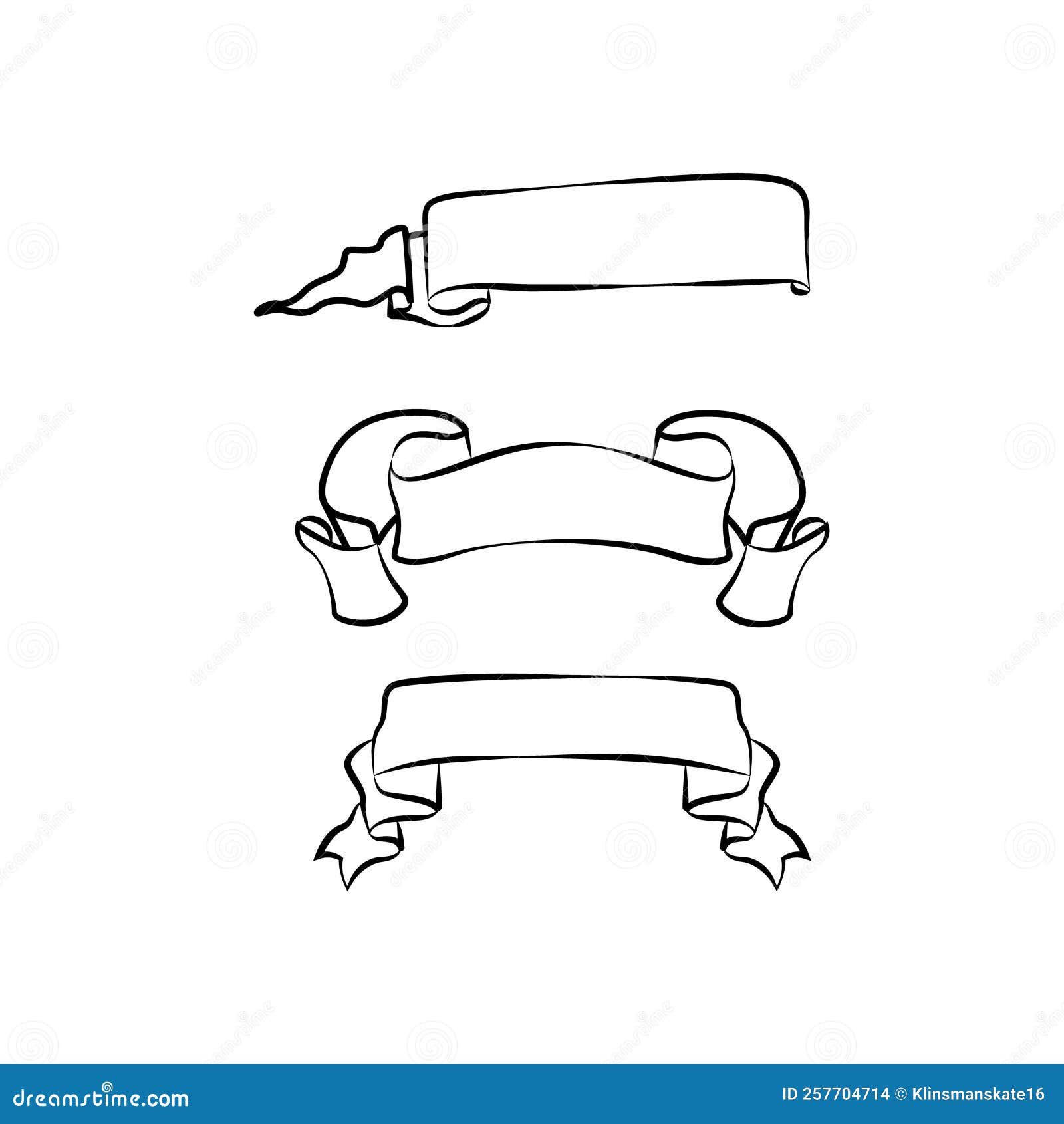 Banner Ribbon Outline Drawing Vector Illustration Stock Vector ...