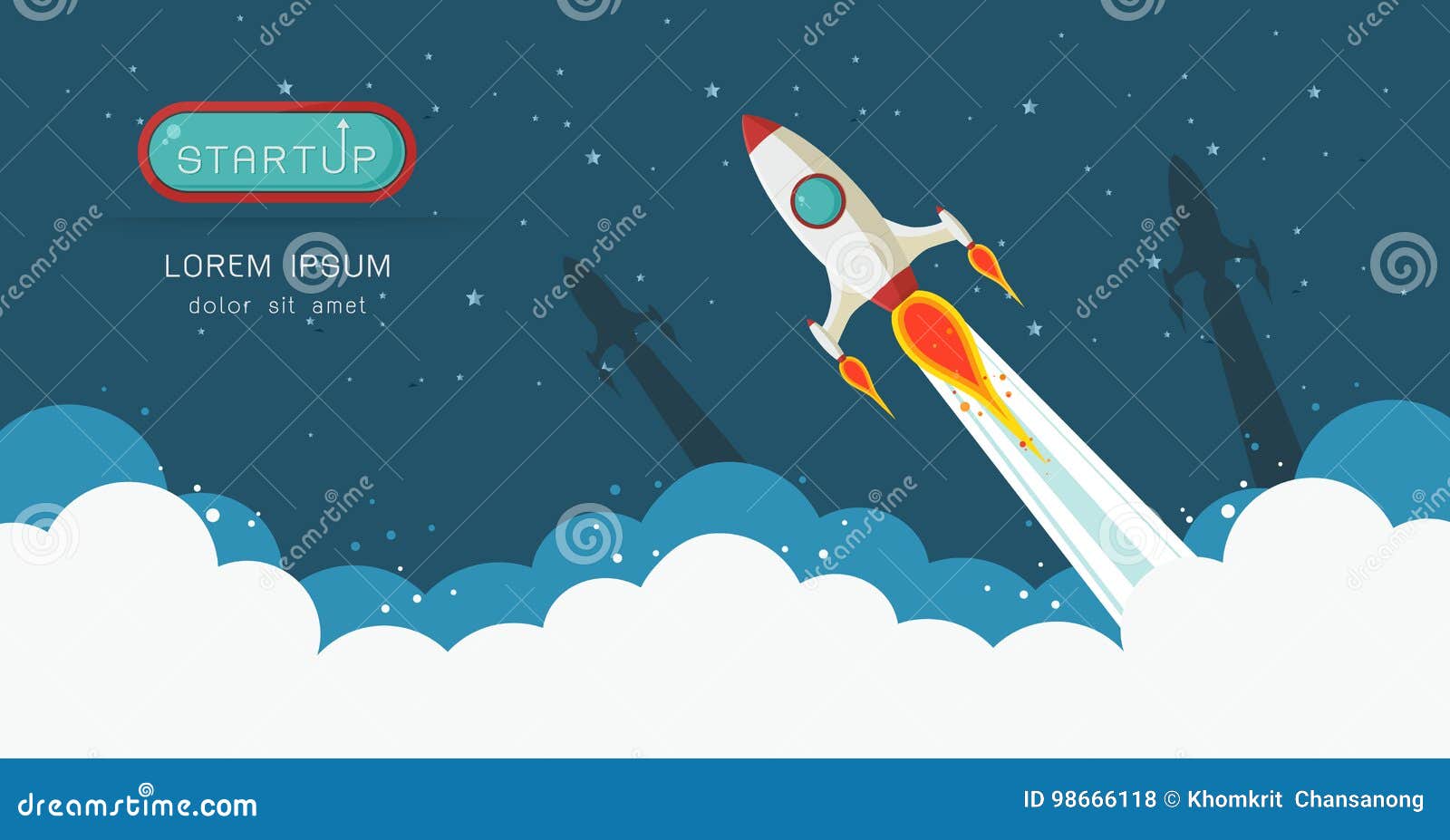 Banner of Rocket launch stock vector. Illustration of business - 98666118