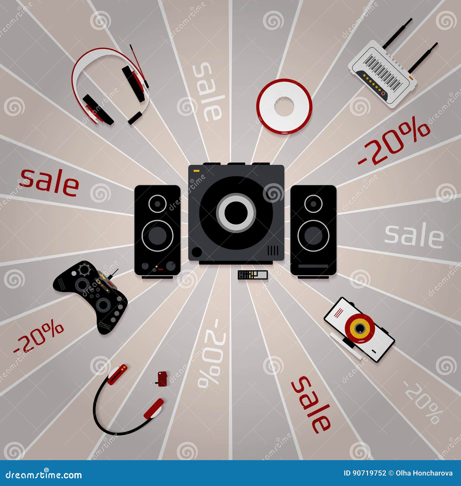 Banner for Sale with Multicolor Electronic Devices. Stock Vector ...