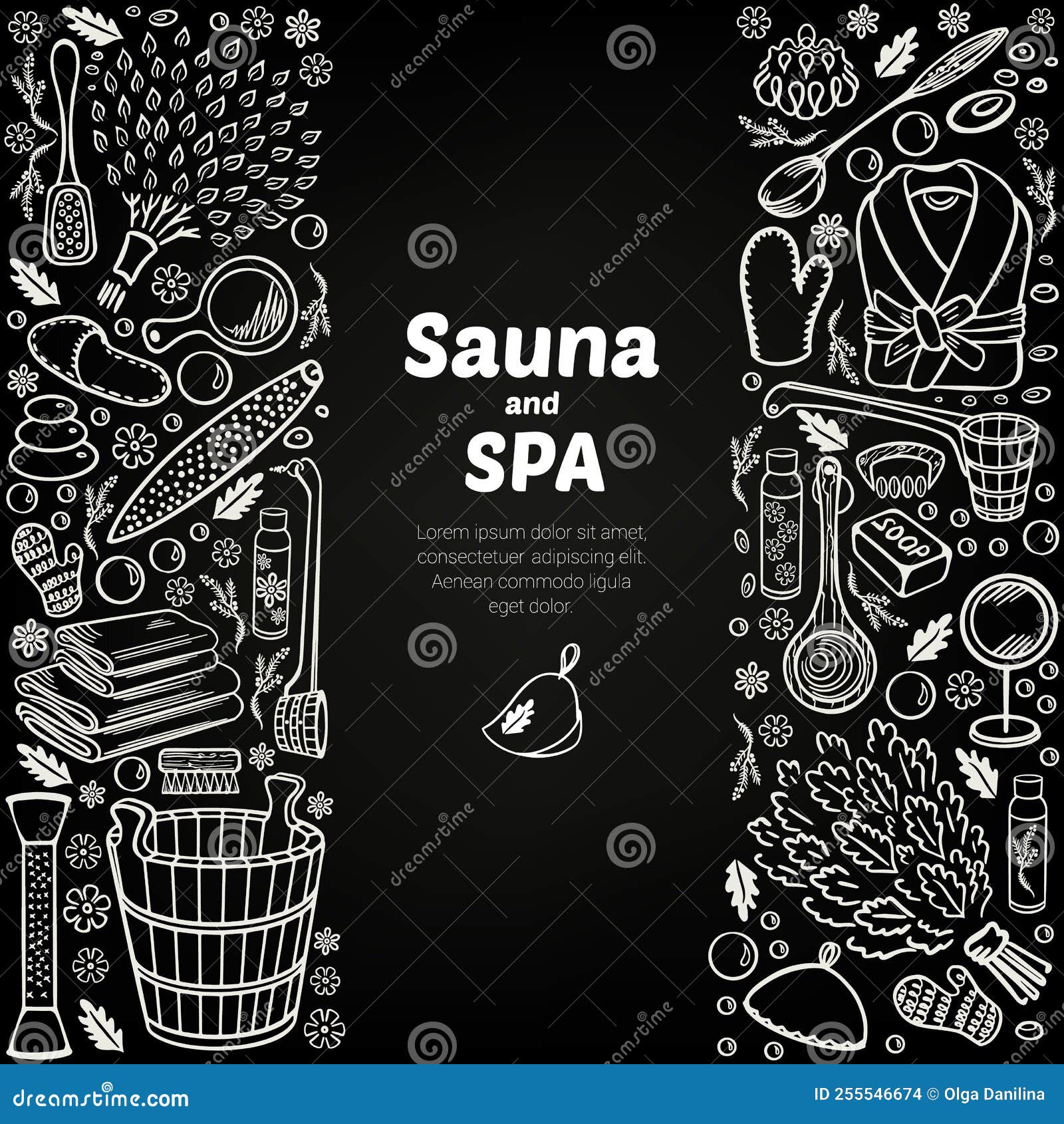 Banner Sauna and Spa Vertical Sketch Vector Stock Vector - Illustration ...