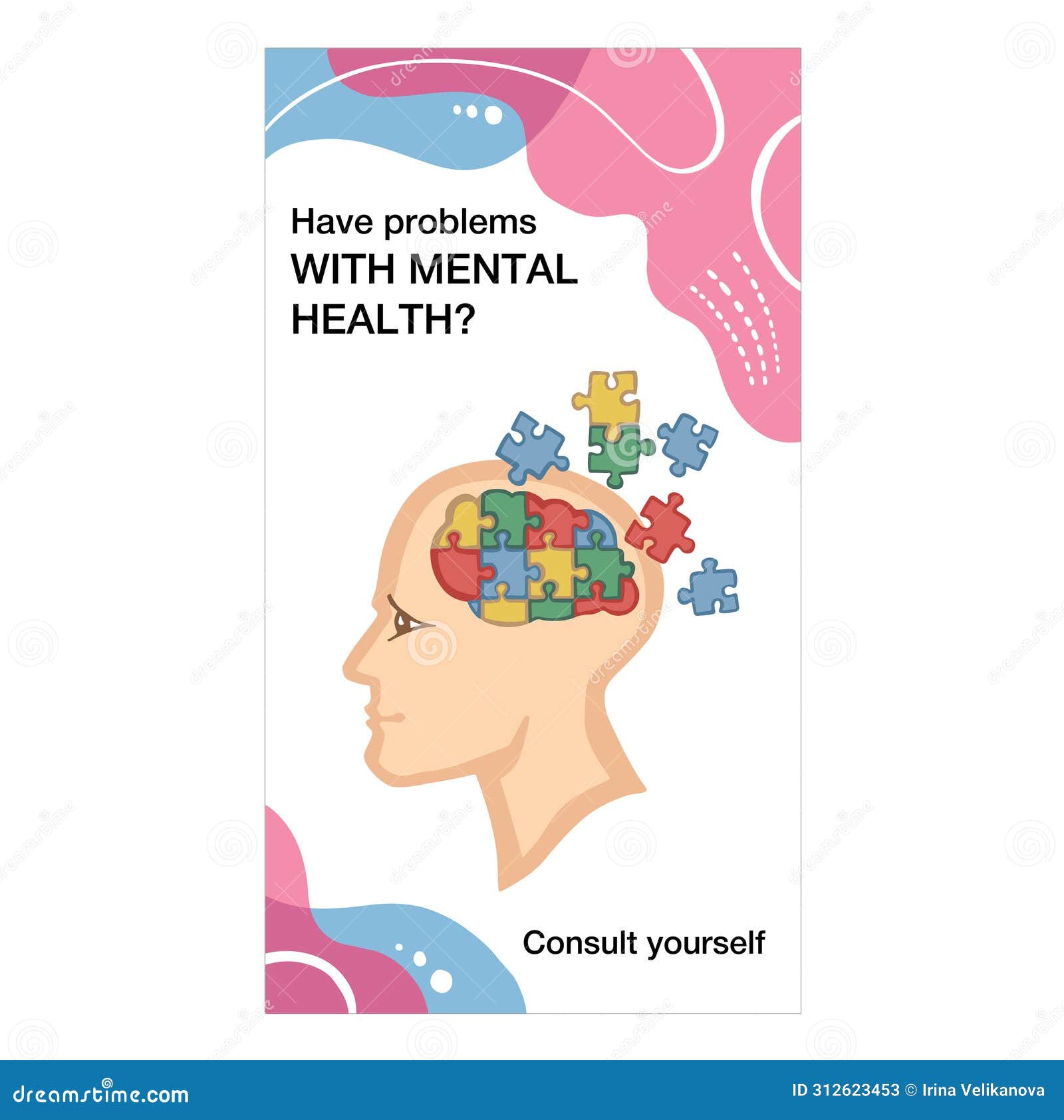 Banner Scattered Puzzle Brain Cartoon Vector Illustration Stock Vector ...
