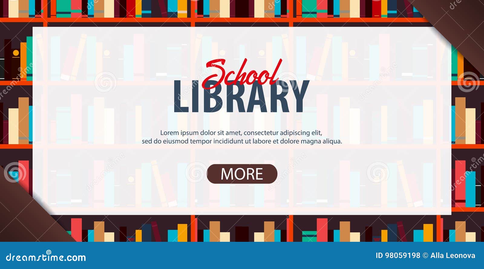 Banner School Library. Book Shelf or Bookcase on the Background. Stock ...