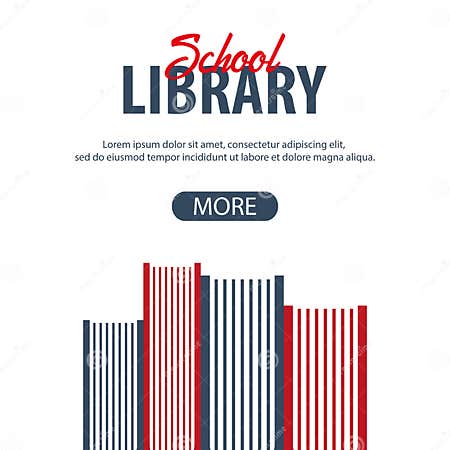 Banner School Library. Stack of Books. Vector Illustration. Stock ...
