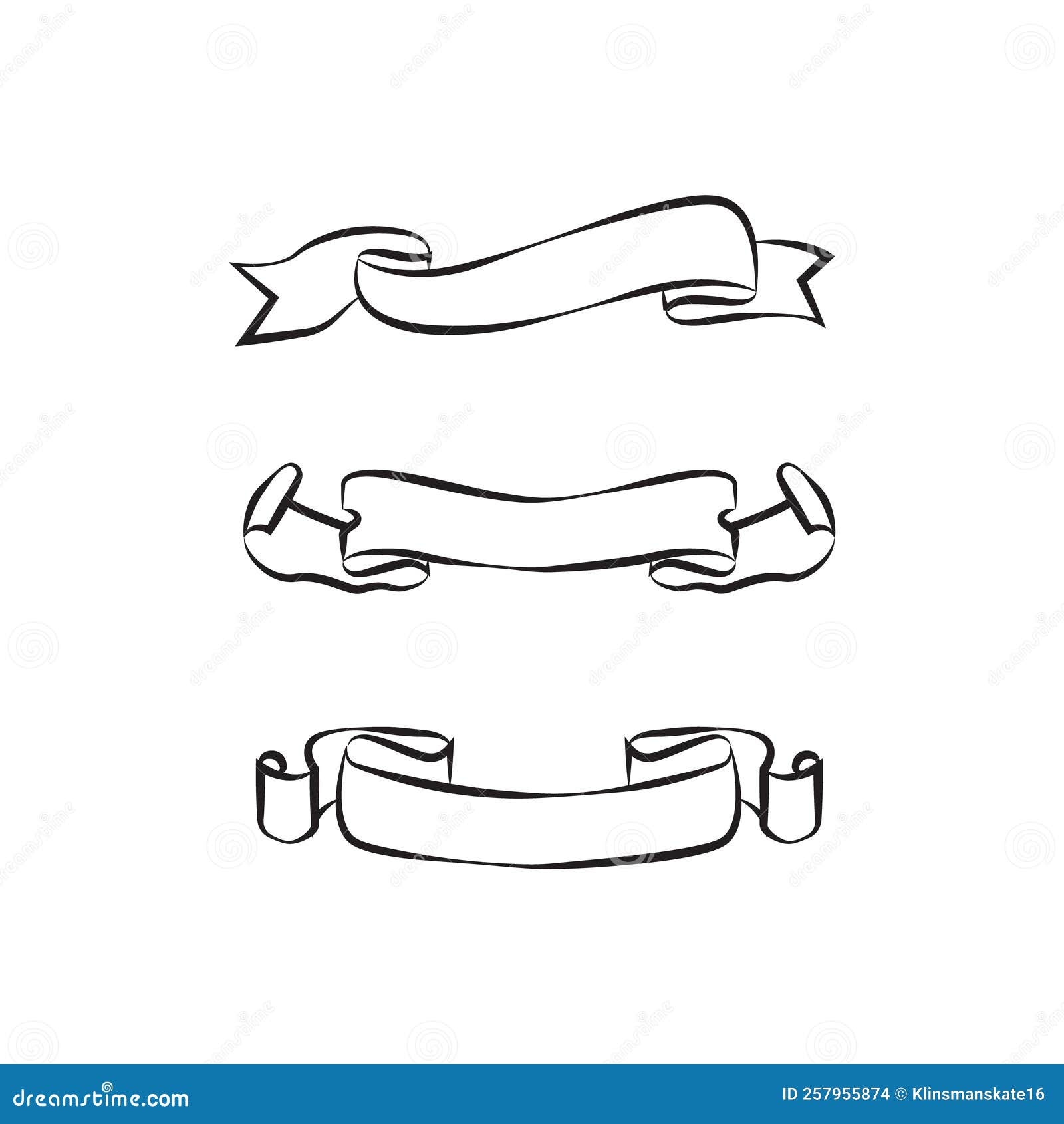 Banner Scroll Ribbon Outline Drawing Design Isolated Stock Vector ...