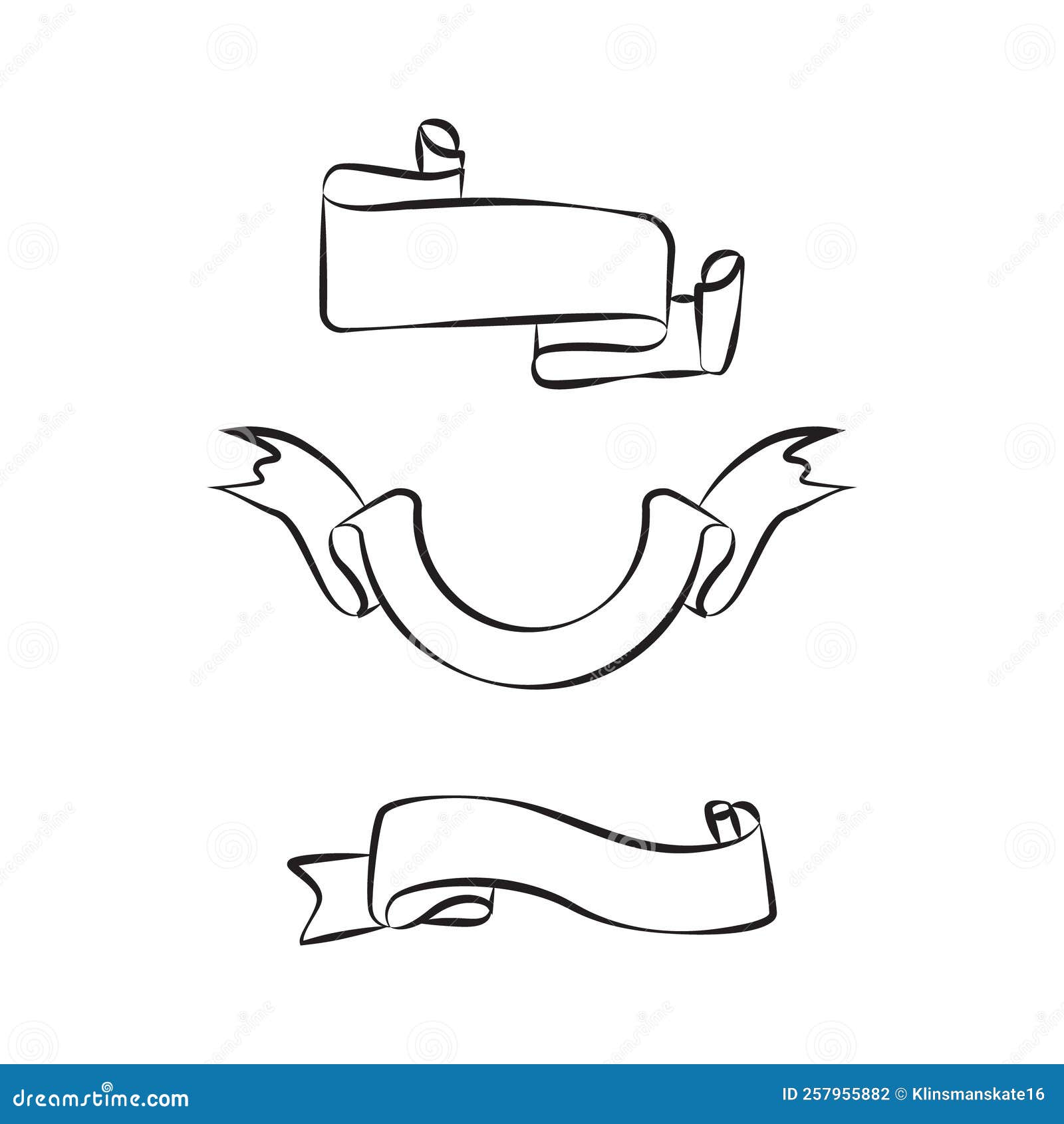 Banner Scroll Ribbon Outline Drawing Vector Art Stock Vector ...