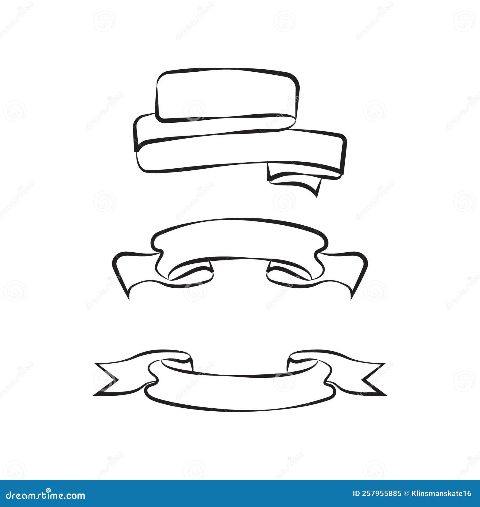 Banner Scroll Ribbon Outline Drawing Vector Illustration Stock Vector ...