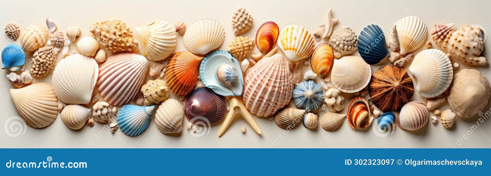 Banner of Sea Shells on Sand Background. Summer Vacation Concept Stock ...