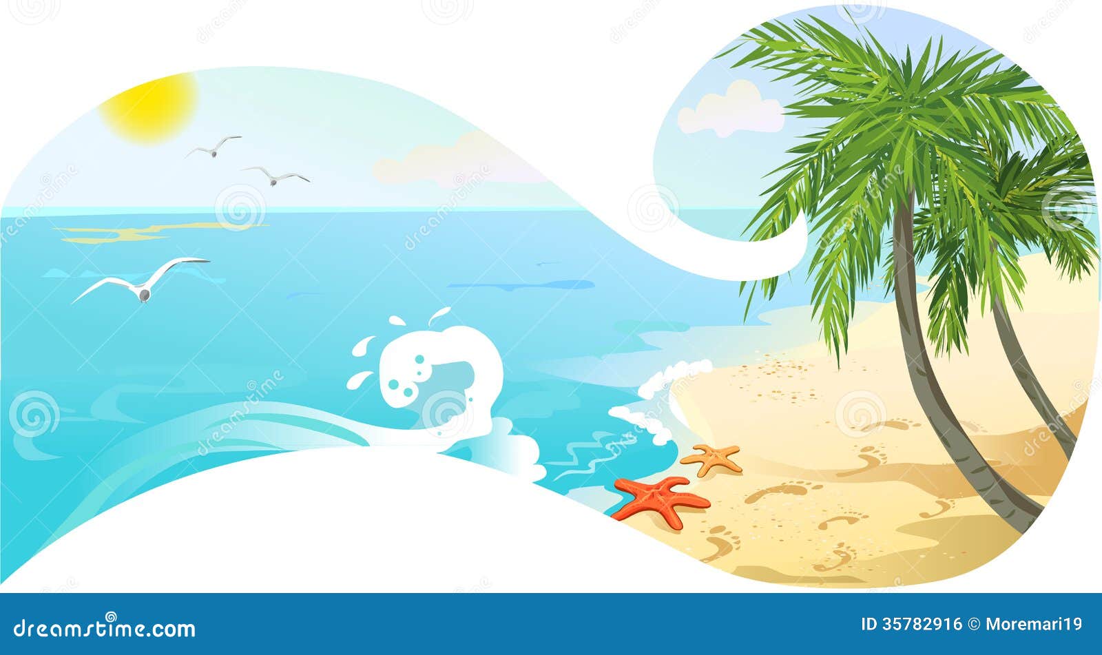 Banner with sea view stock vector. Illustration of wave - 35782916