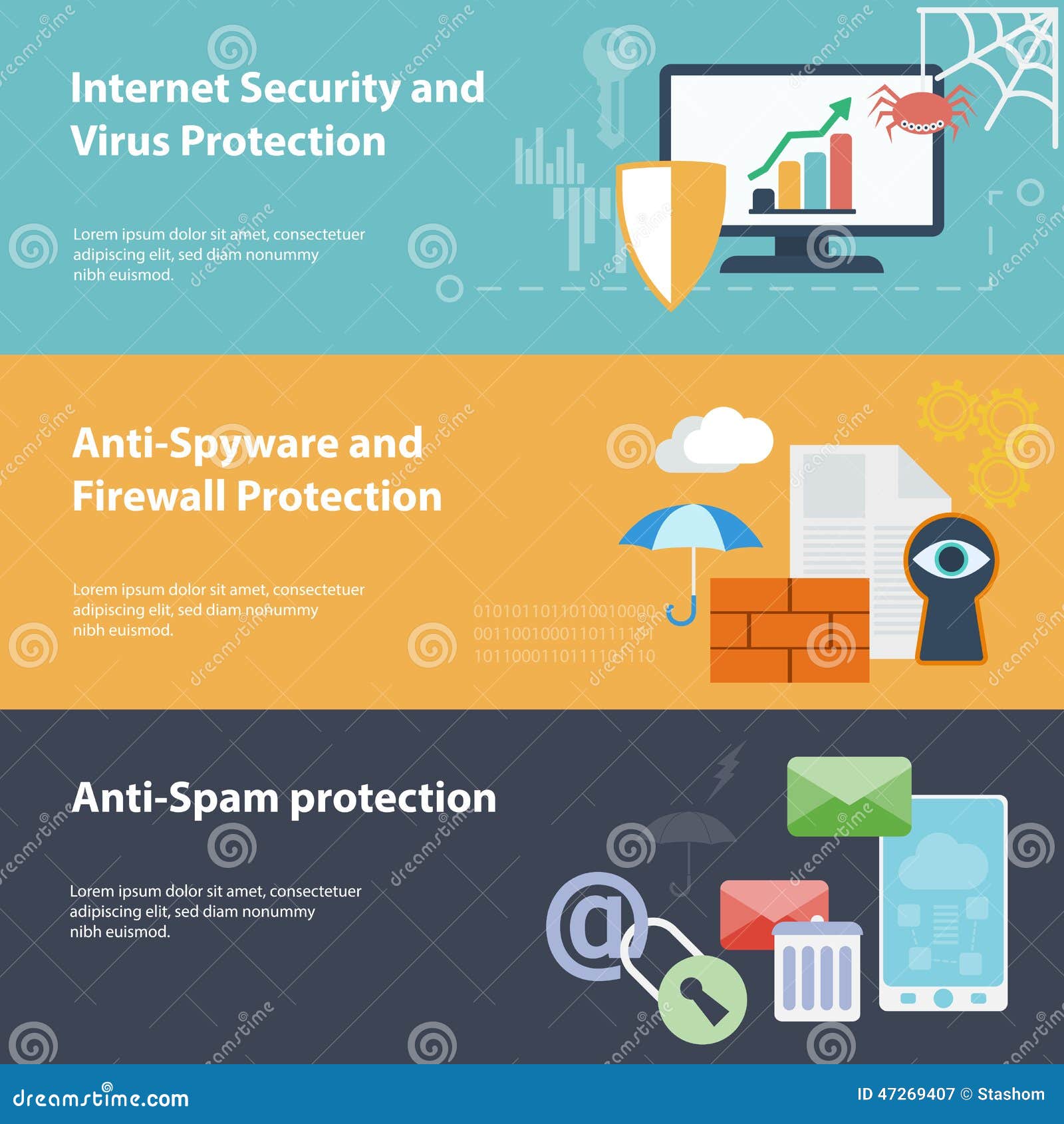 Banner Set with Hacking Virus Protection Stock Vector - Illustration of ...