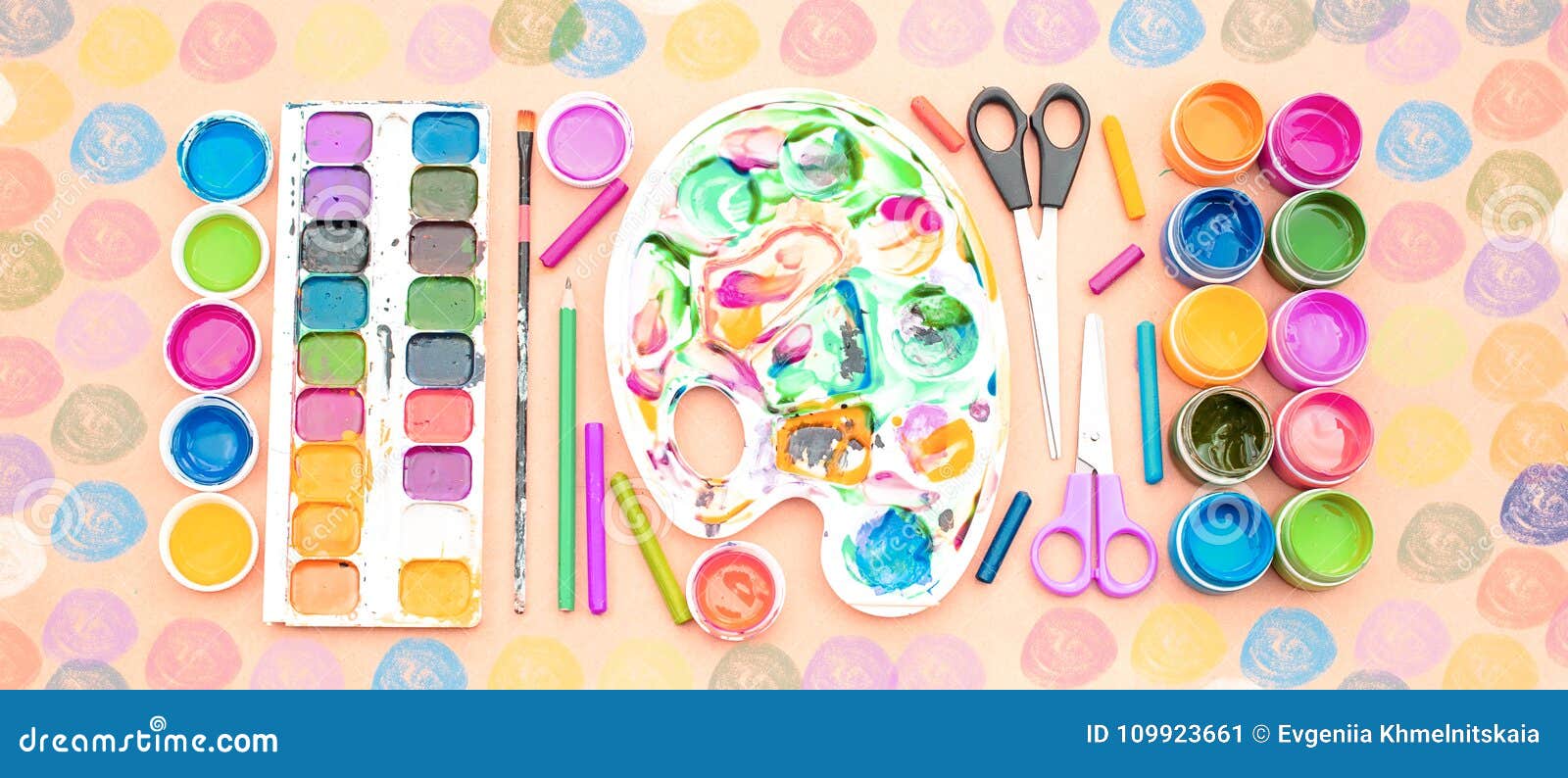 Banner a Set of Materials for Creativity and Drawing Hobbies. Stock ...