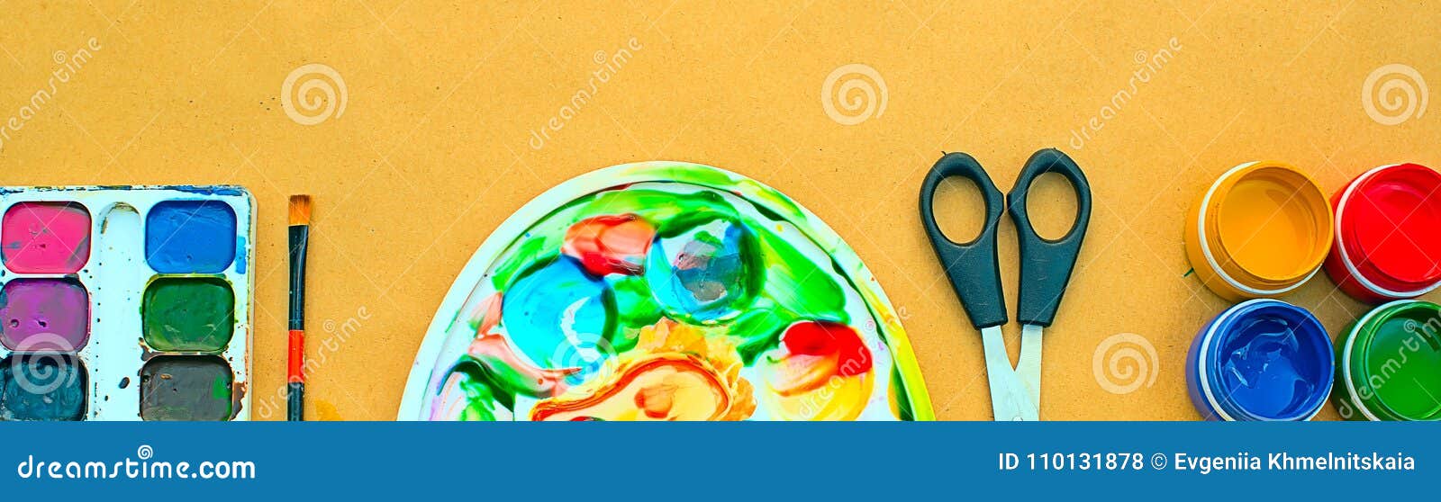 Banner a Set of Materials for Creativity and Drawing Hobbies. Stock ...