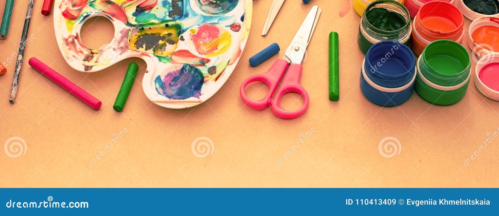 Banner a Set of Materials for Creativity and Drawing Hobbies. Stock ...