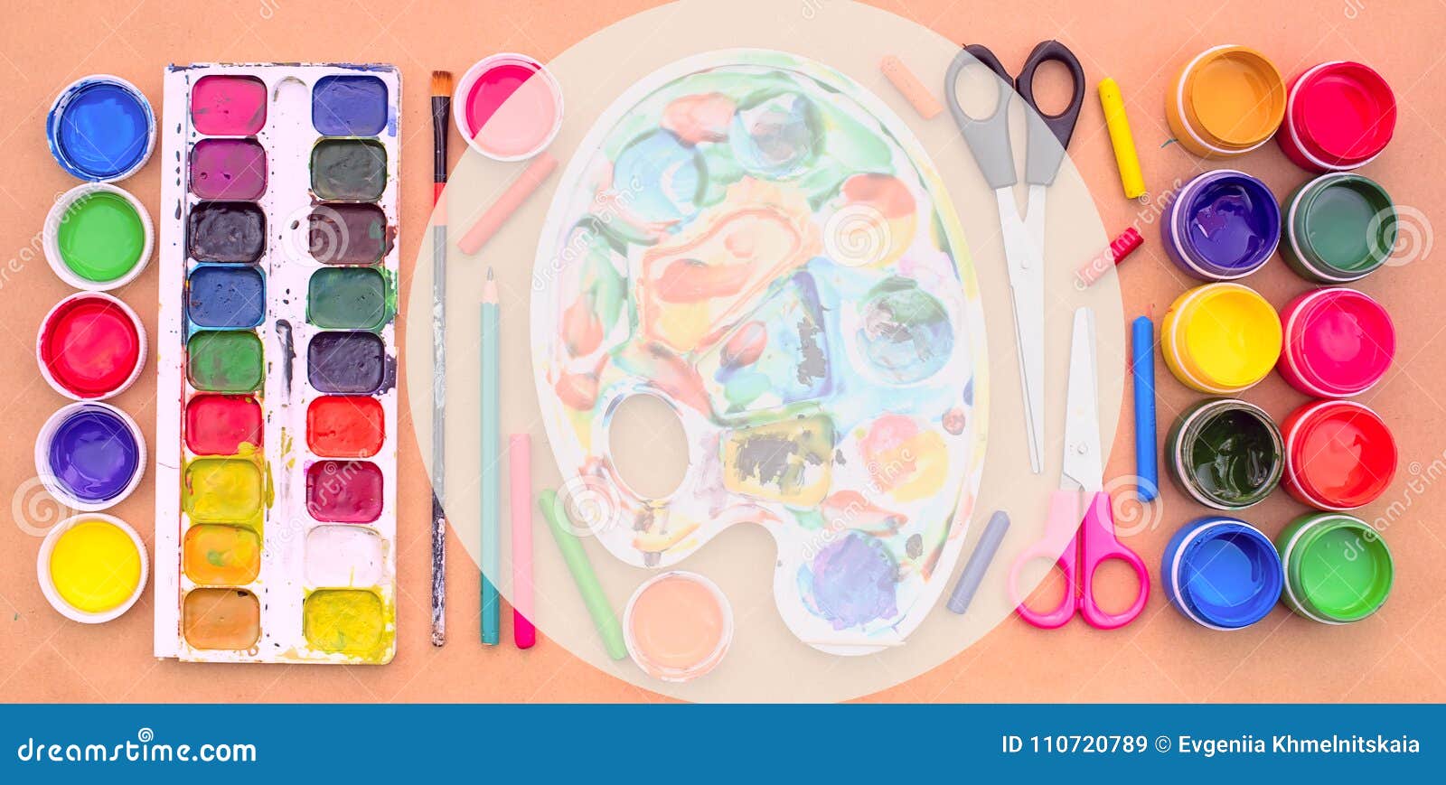 Banner A Set Of Materials For Creativity And Drawing Hobbies. Picture ...